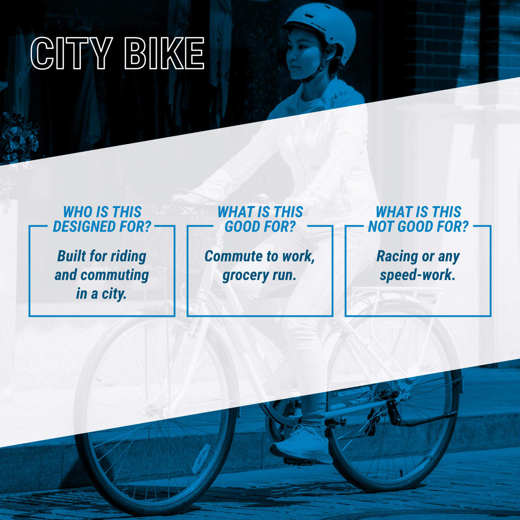 Elops 120 Bicycle City Bike Low Frame 28 Inch 6 Speed Denim Blue - Elops