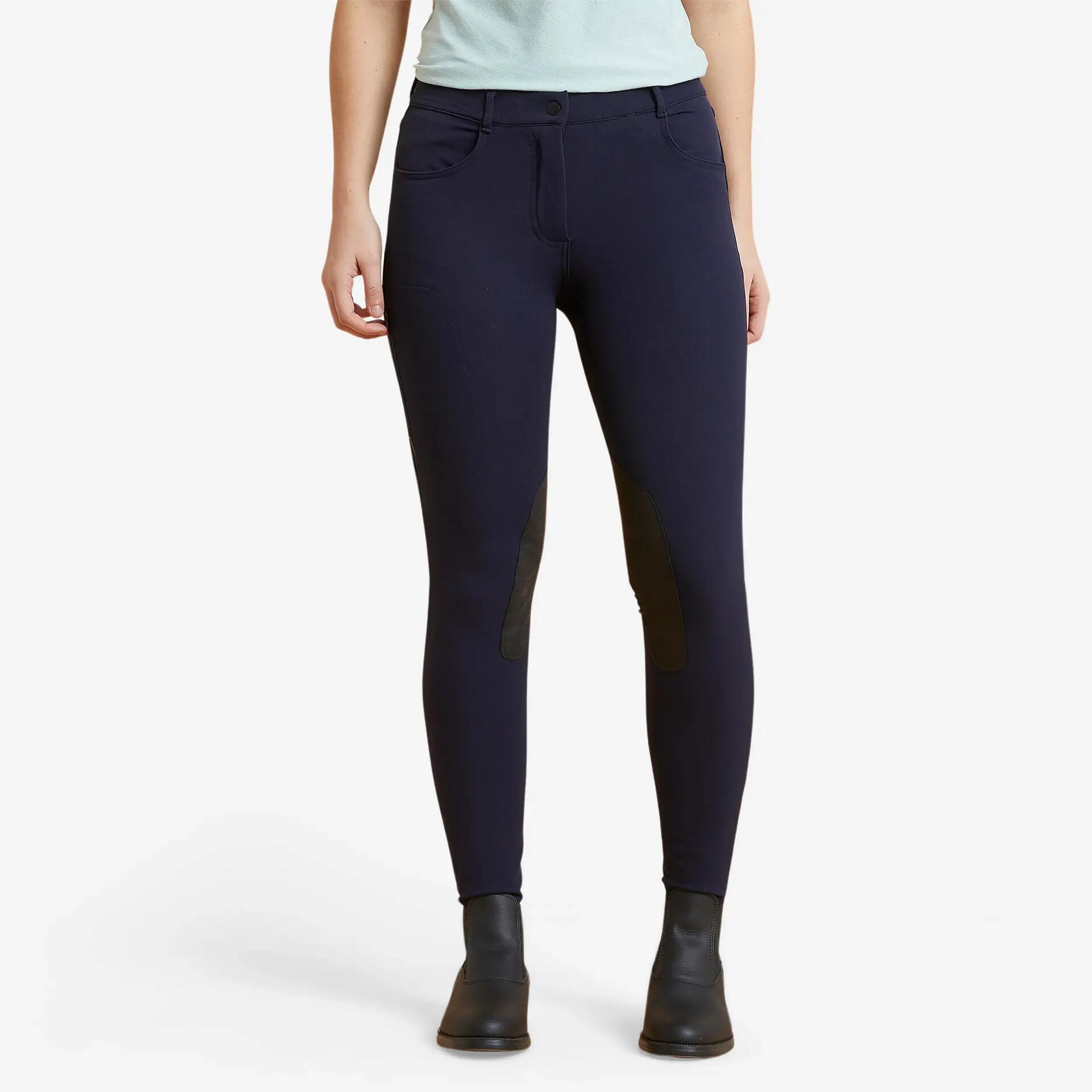 500 Women's Grippy Horse Riding Jodhpurs - Navy