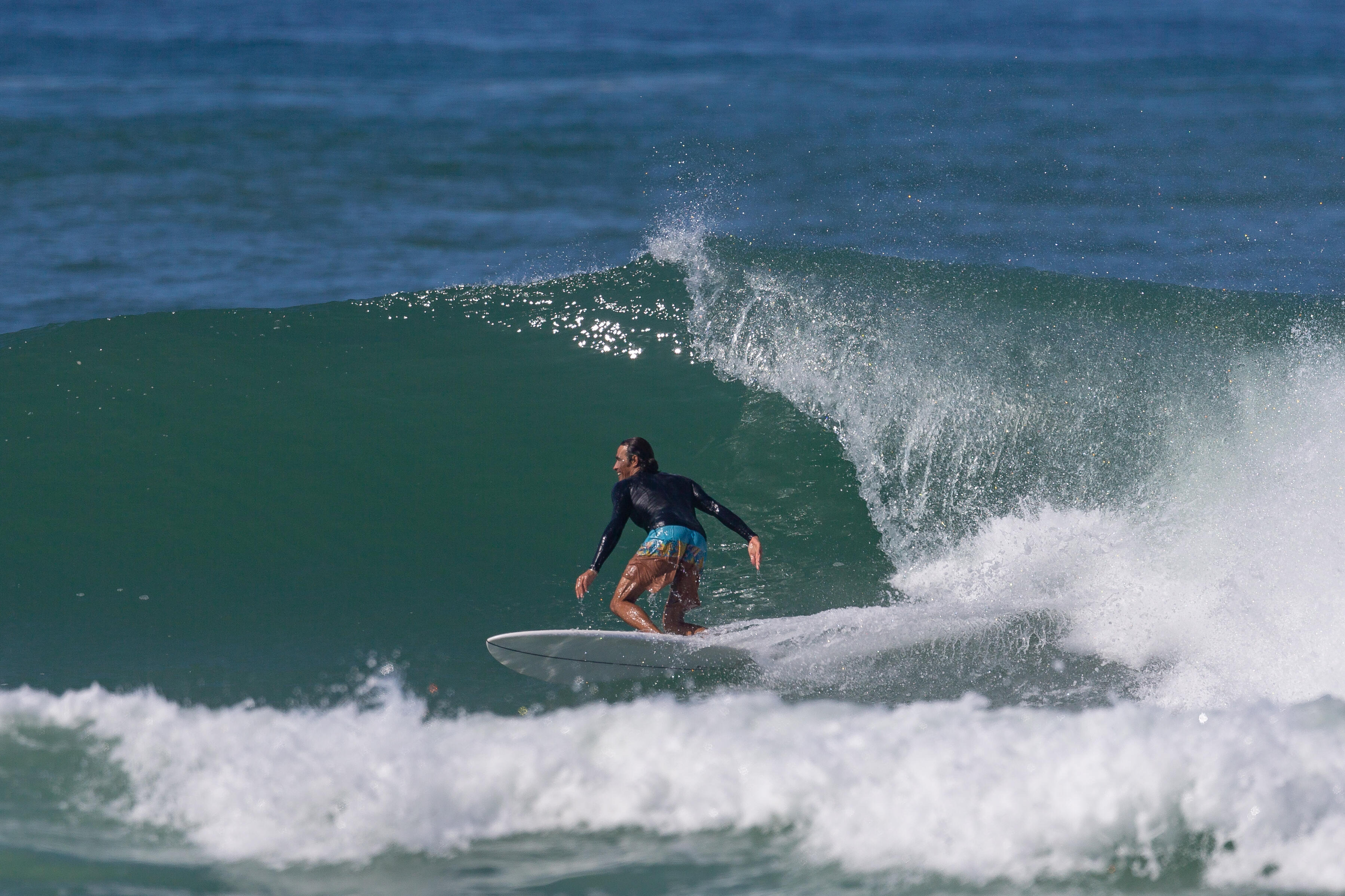 Men’s Long-Sleeved Surfing Rash Guard, 900 - Black, Carbon grey ...