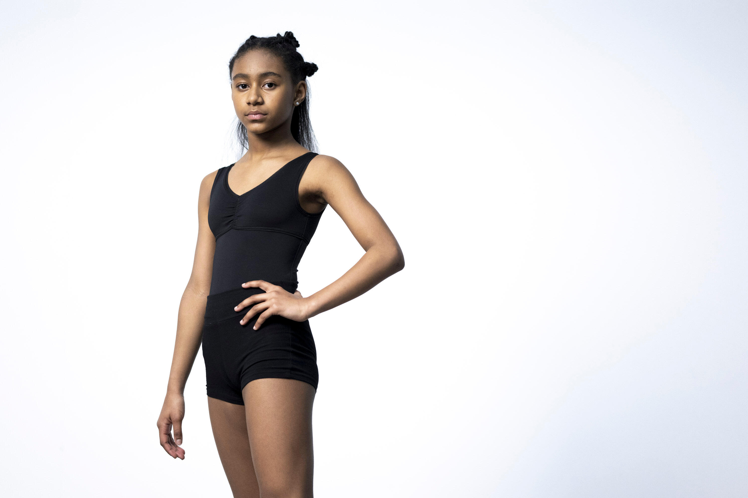 Girls’ Ballet Leotard - 500 Black - smoked black - Starever - Decathlon