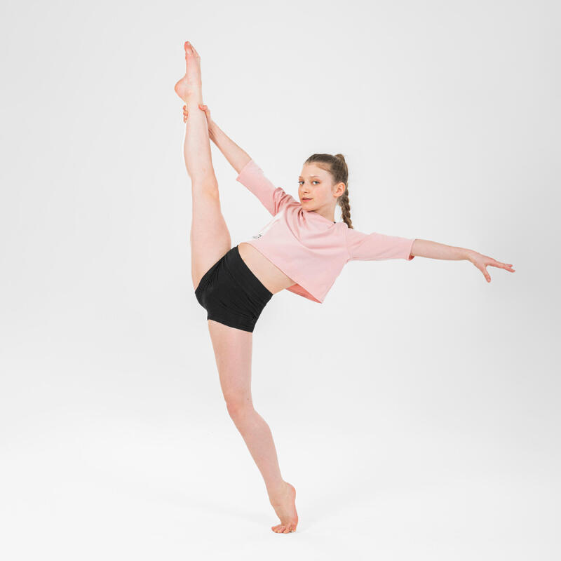 Crop Top Modern Dance Mädchen - ocker mit Print STAREVER - DECATHLON