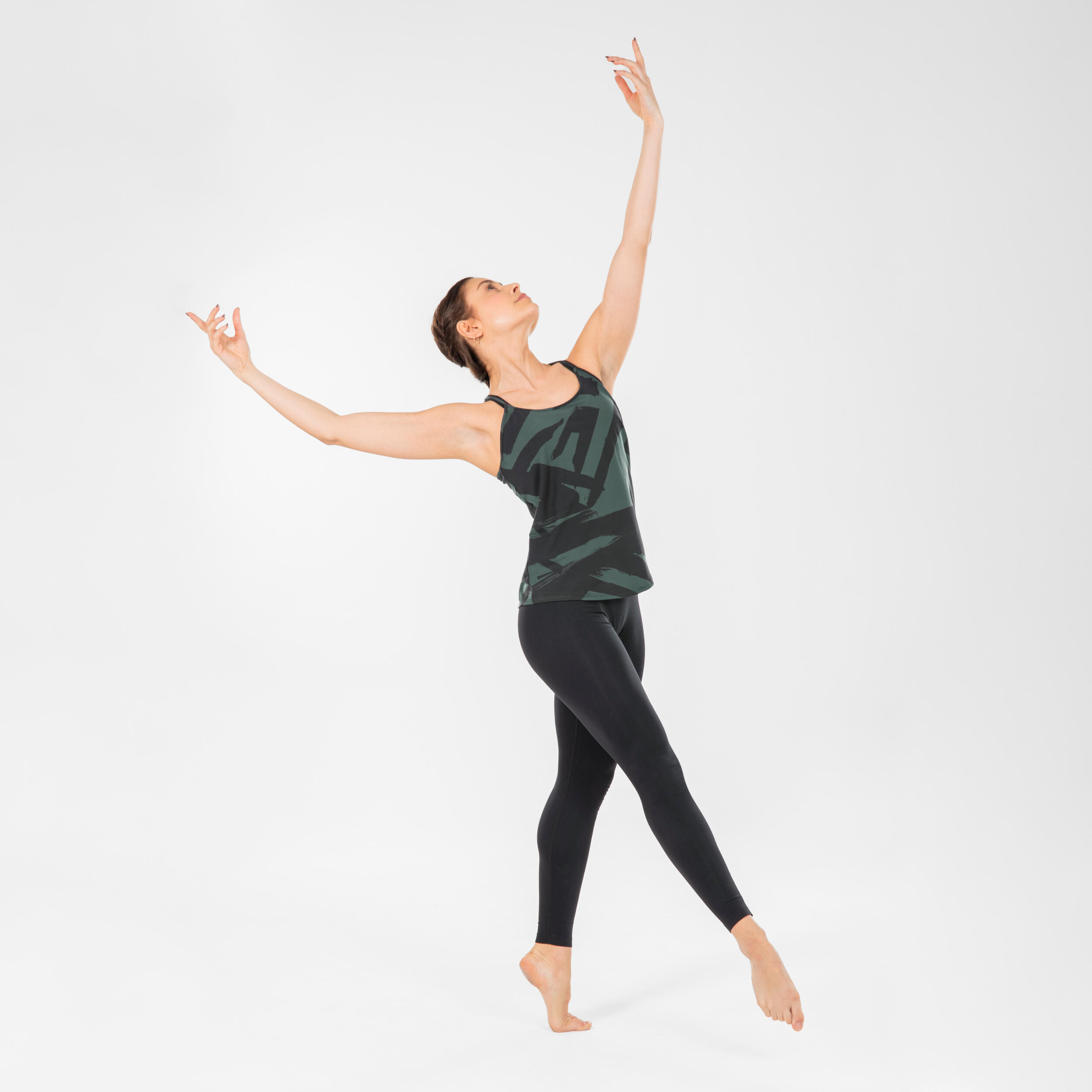 Women's Loose Modern Dance Tank Top with Thin Straps - Khaki/Black ...