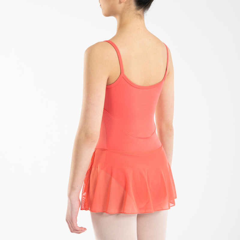 Girls' Ballet Skirted Leotard - Coral - Decathlon