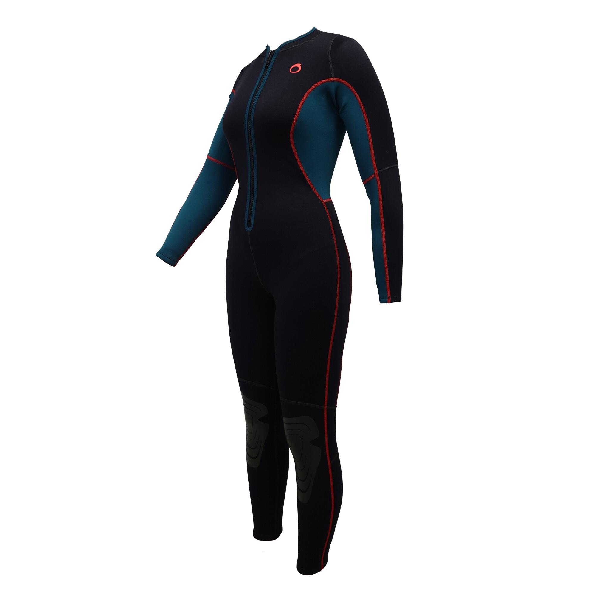 SUBEA women's 2 mm full snorkelling wetsuit with front zip.