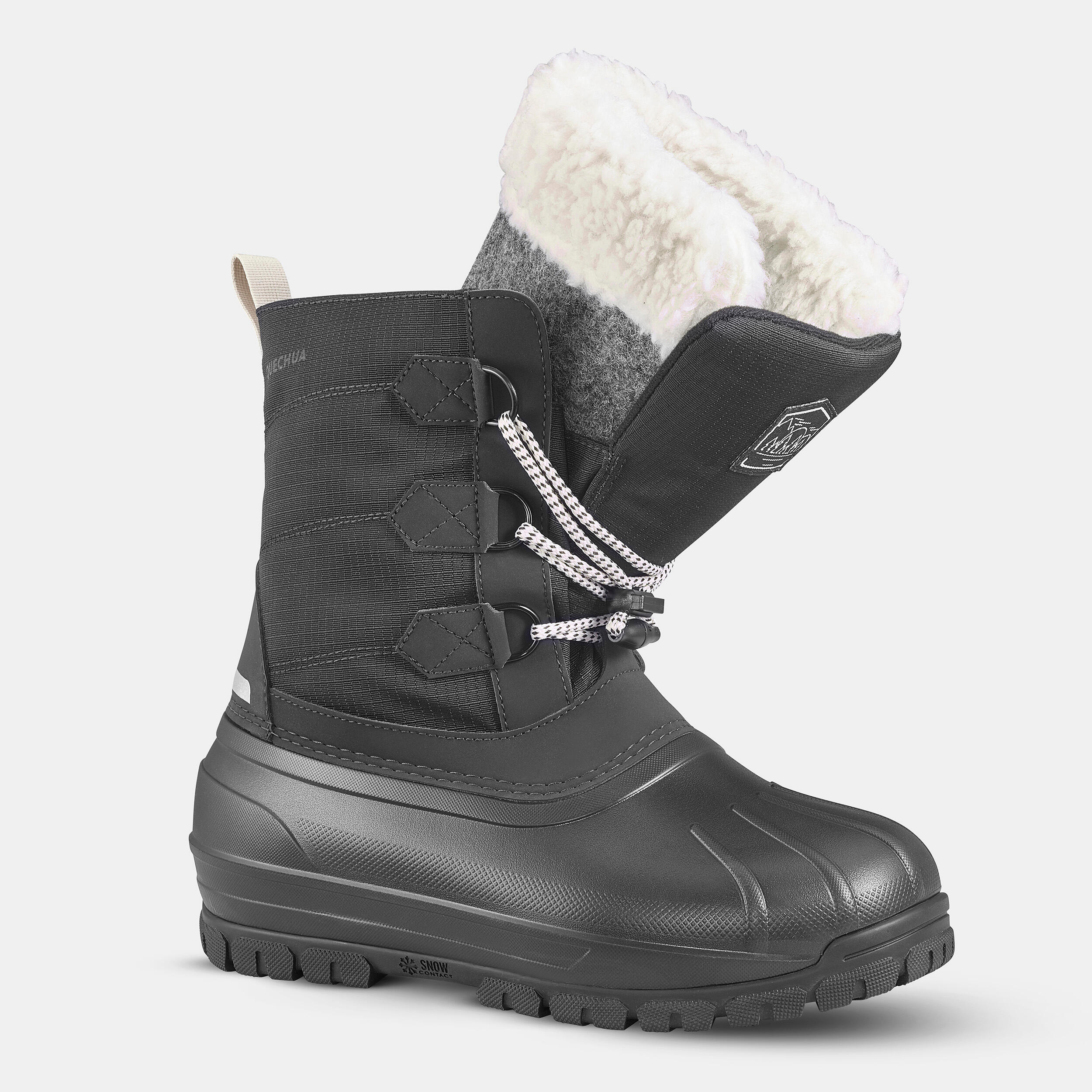Kids’ Waterproof Winter Boots - SH 900 Sizes 12.5C -6 - smoked black ...