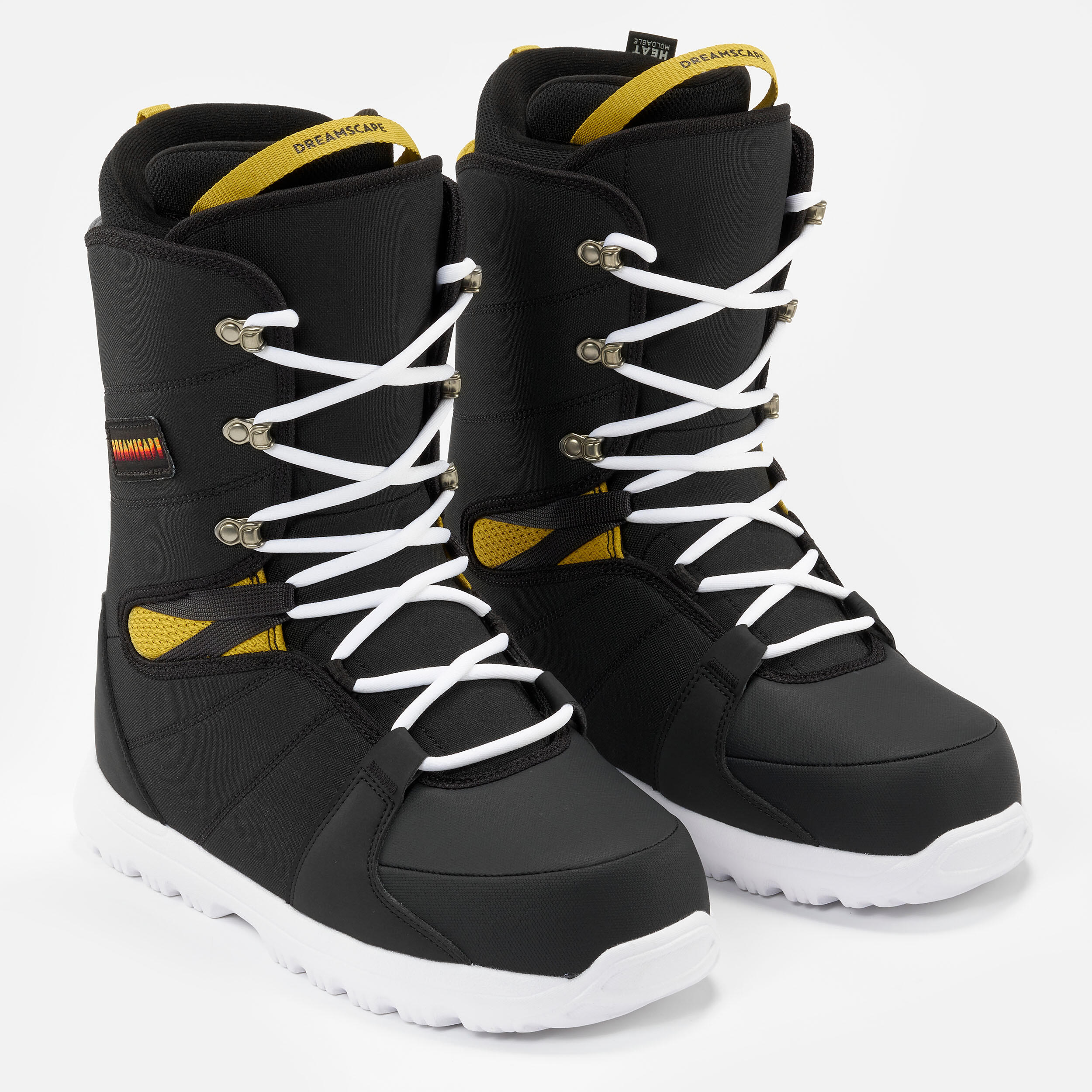 Flexible Snowboard Boots – SNB 100 - Smoked black, Clay yellow ...