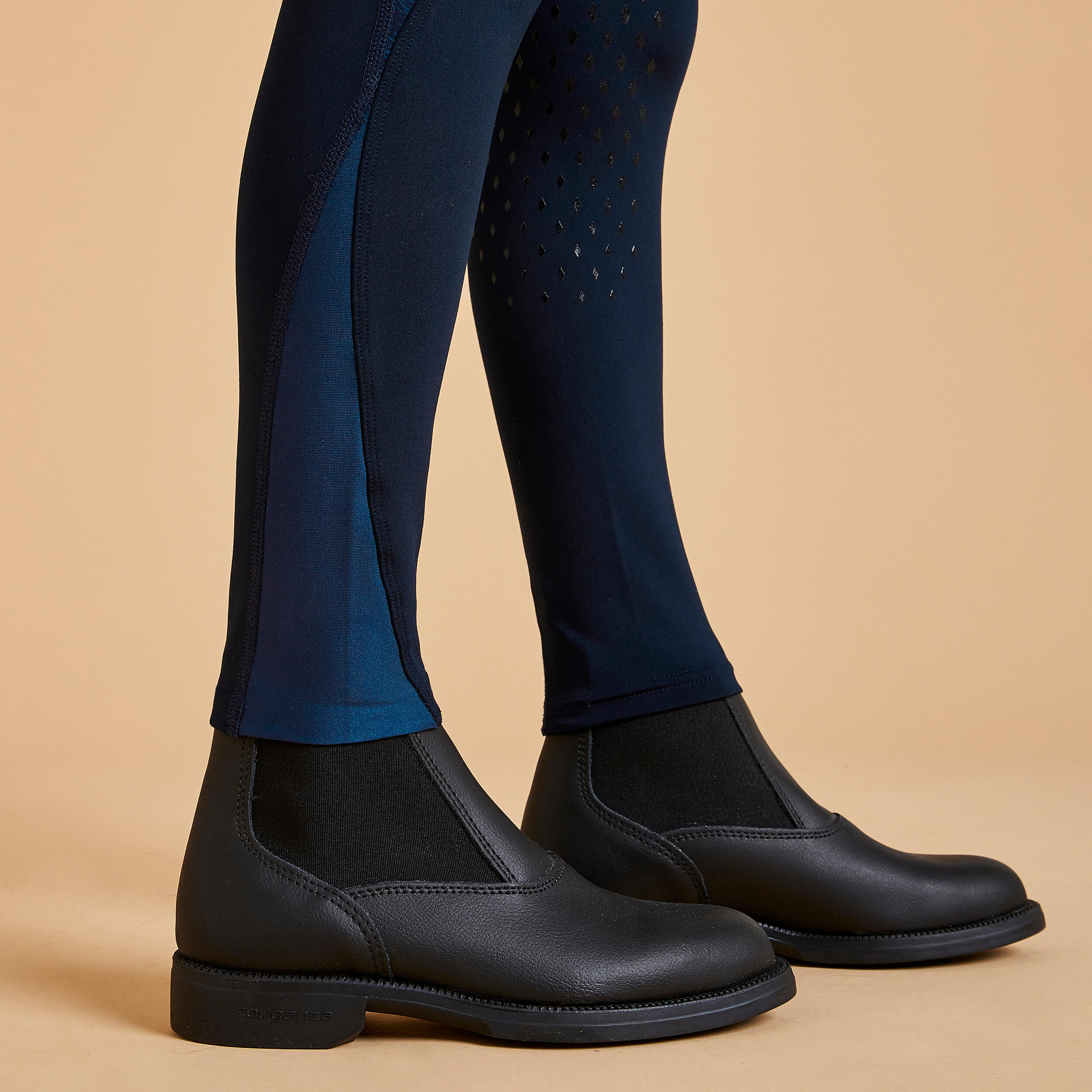 Kids' Horse Riding Leggings - Fullgrip 500 Navy Print - Asphalt blue ...
