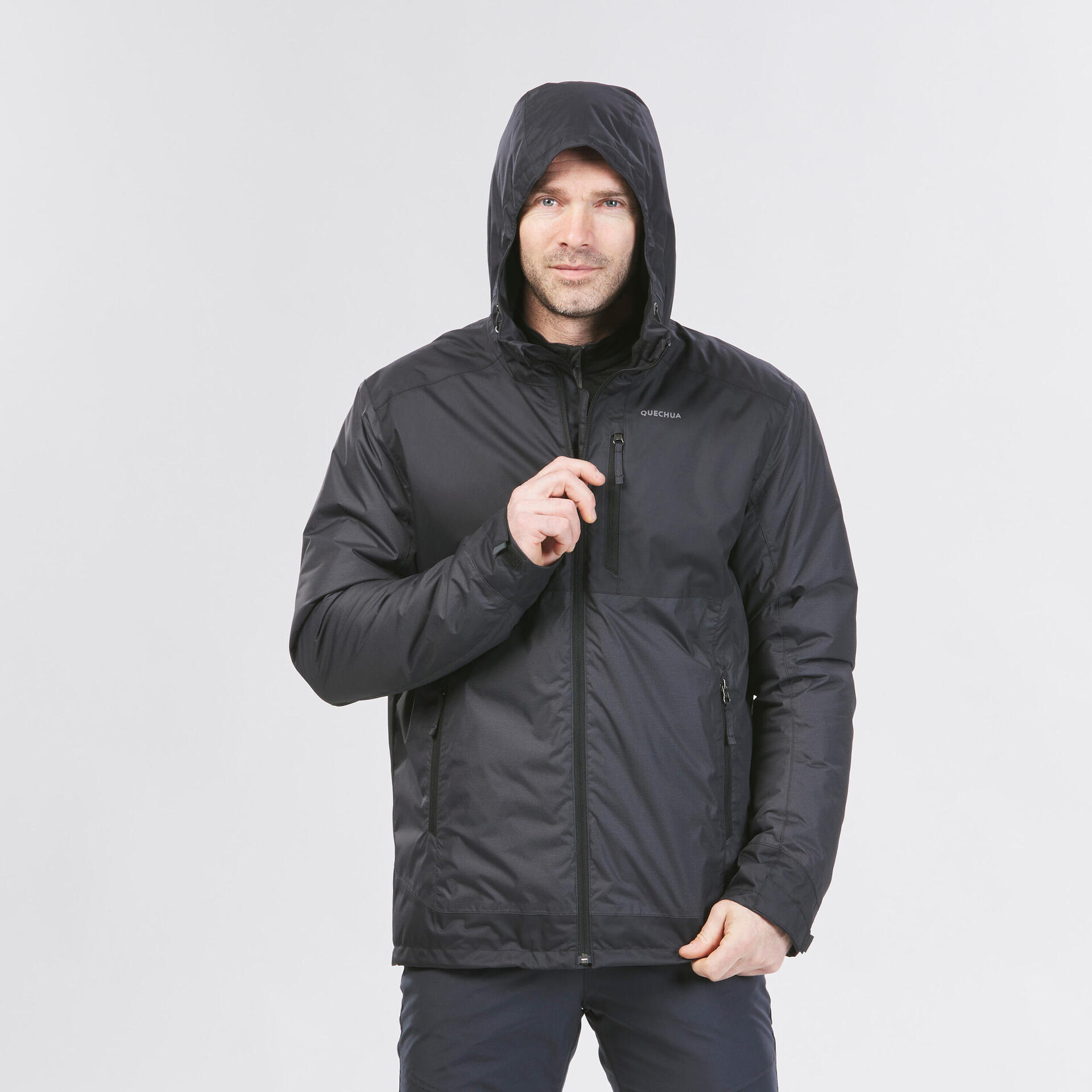 Men’s waterproof hiking jacket -10°C, NH500 - Black