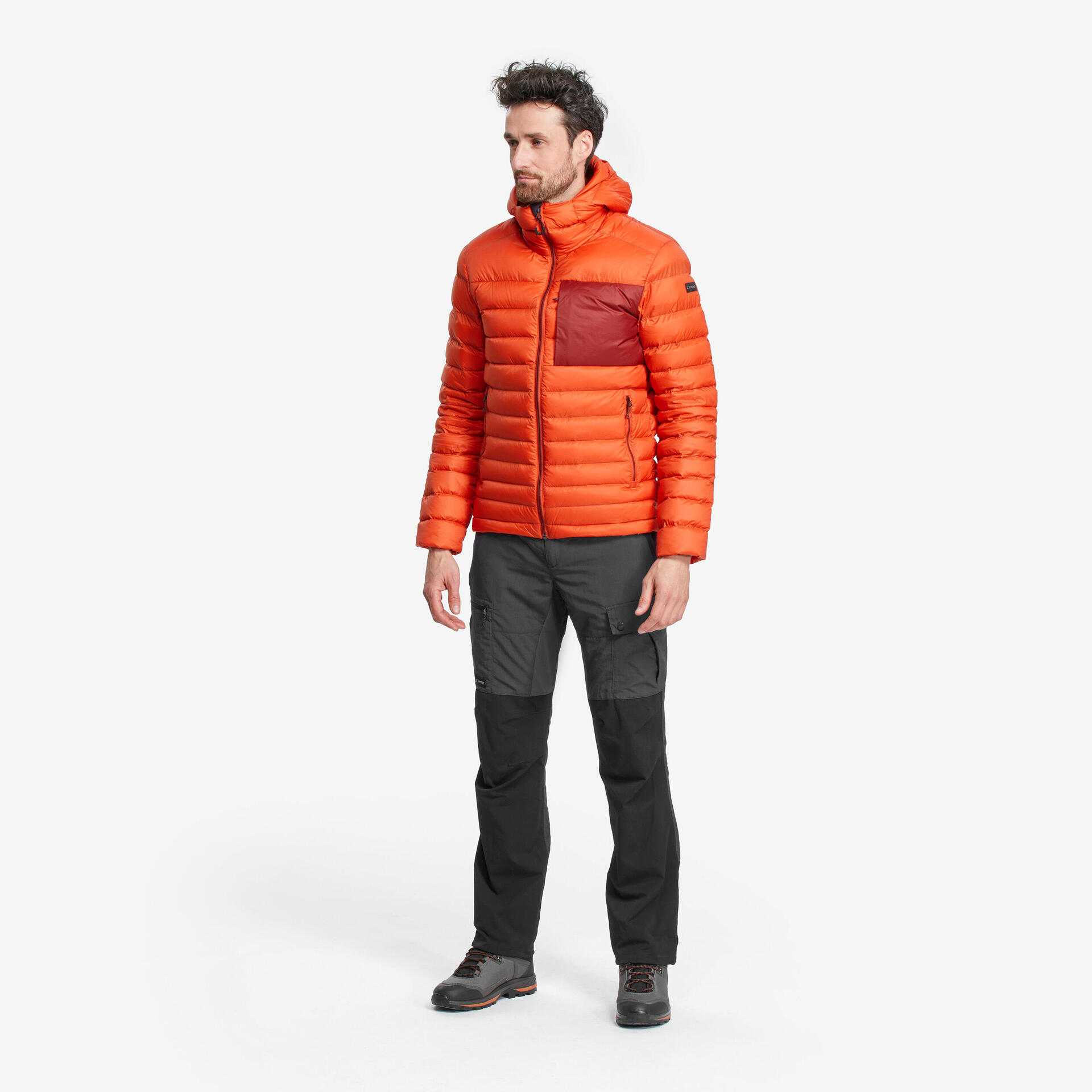 Men's Water-repellent Down Jacket with Hood MT500 -10°C - Orange