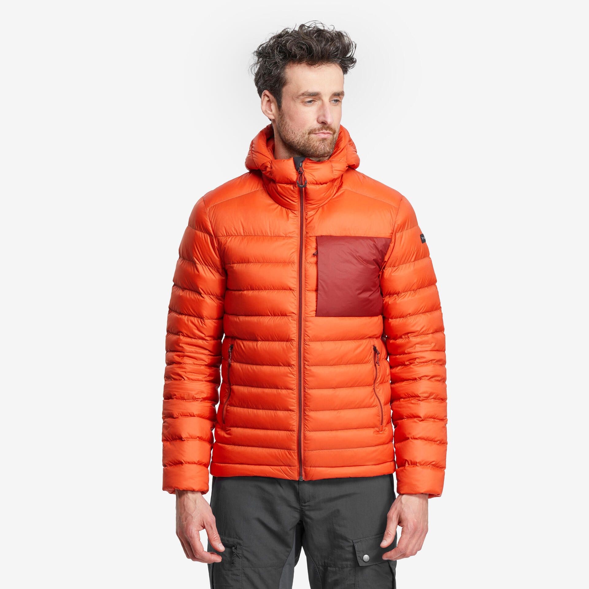 Men's Water-repellent Down Jacket with Hood MT500 -10°C - Orange