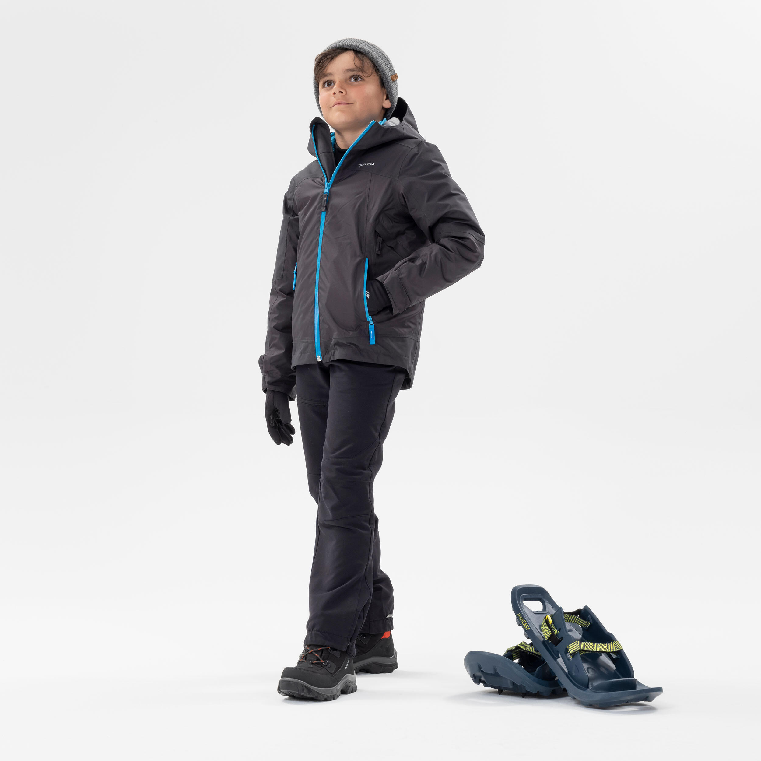 Kids’ Warm Softshell Hiking Pants - SH 500 - Black - Quechua - Decathlon