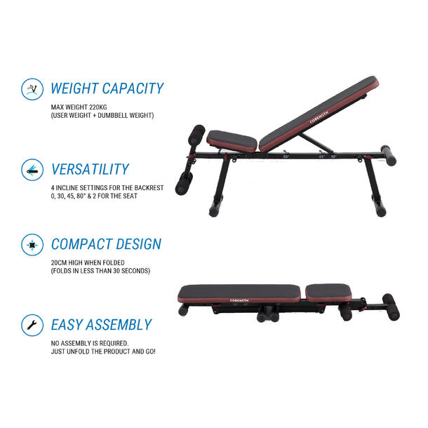 Folding Incline Decline Abs Weights Bench