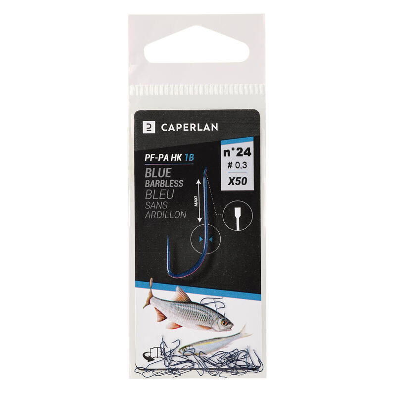SINGLE BLUE UNMOUNTED HOOK BARBLESS PA HK 1B X50 FOR STILL FISHING ...