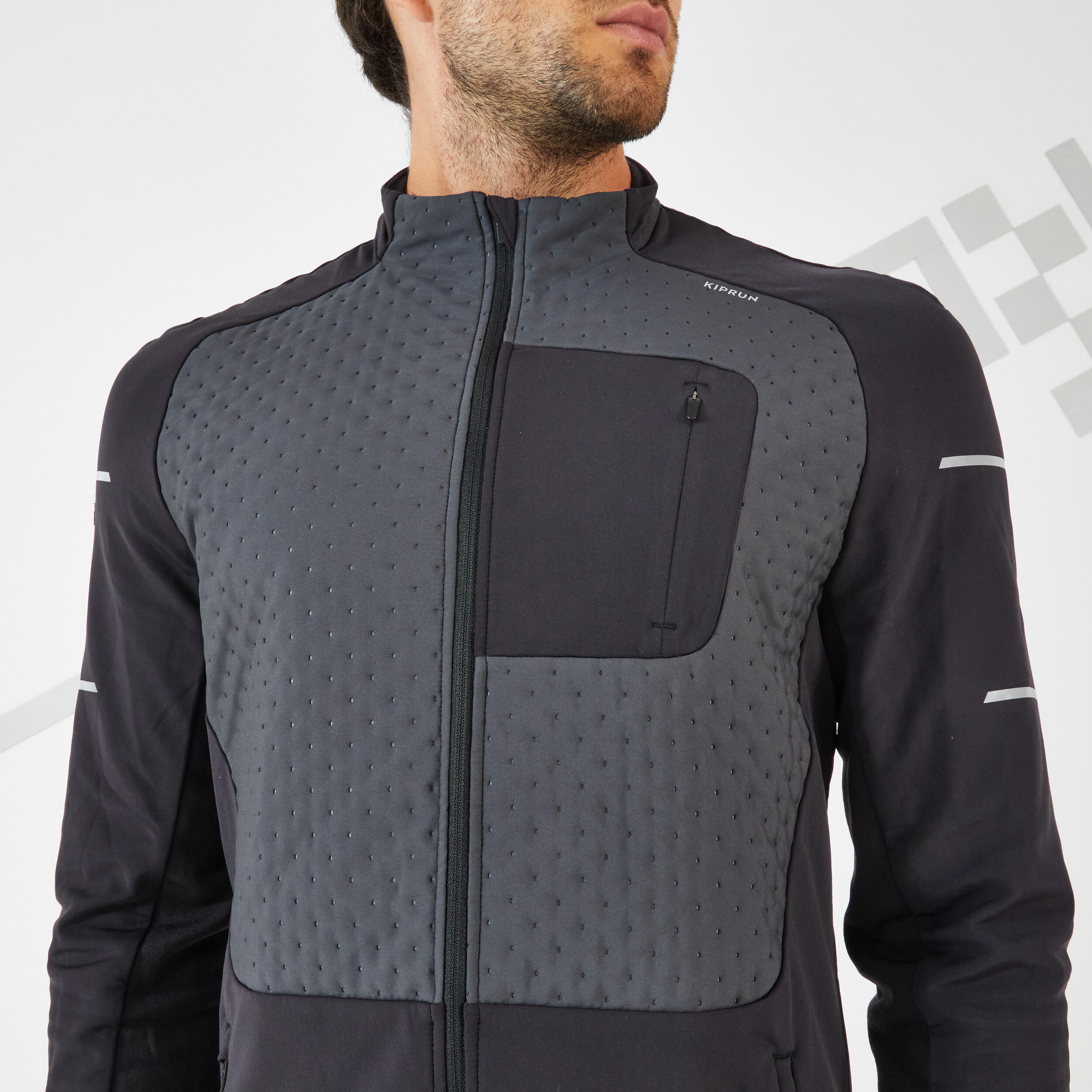 Men's Warm Running Jacket - 900 - smoked black, graphite grey - Kiprun ...
