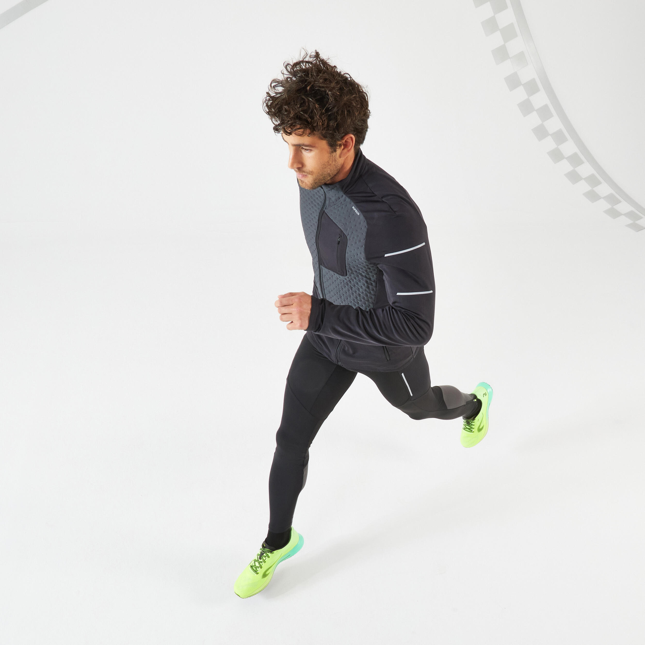 Men's Warm Running Jacket - 900 - smoked black, graphite grey - Kiprun ...