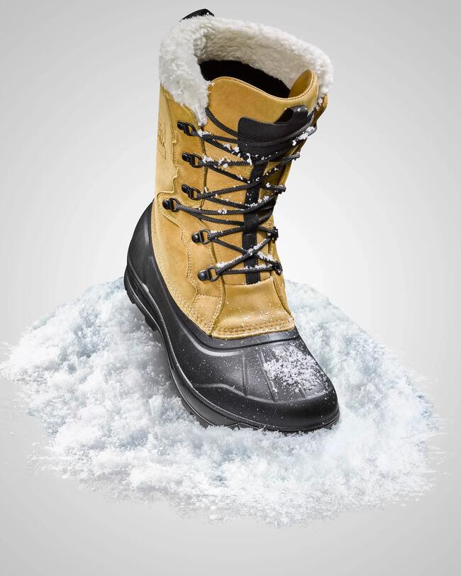 Men’s warm and waterproof snow hiking boots, NH900 - Yellow leather ...