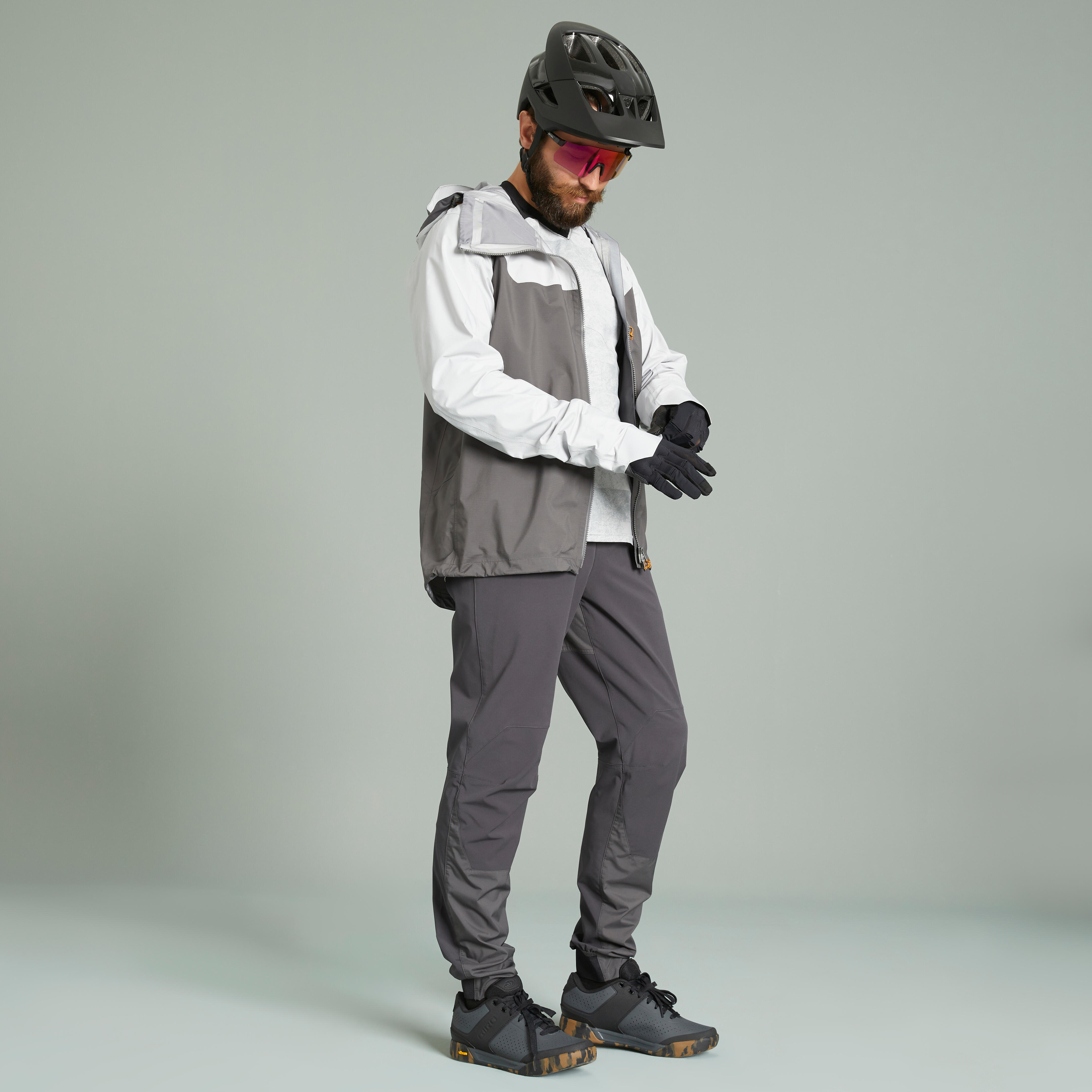 Mountain Bike Waterproof Jacket – Storm - Charcoal grey, Pale grey ...