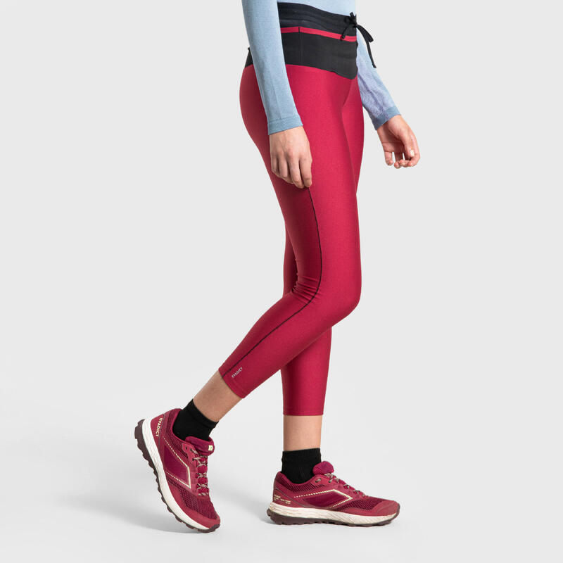 EVADICT Tight voor trail running dames 7/8-lengte frambozenrood | Decathlon