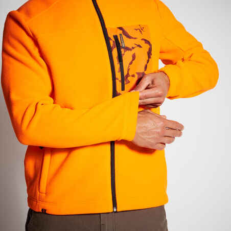 Hunting Fleece 500 - Neon Orange - Decathlon