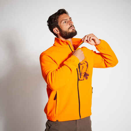 Hunting Fleece 500 - Neon Orange - Decathlon