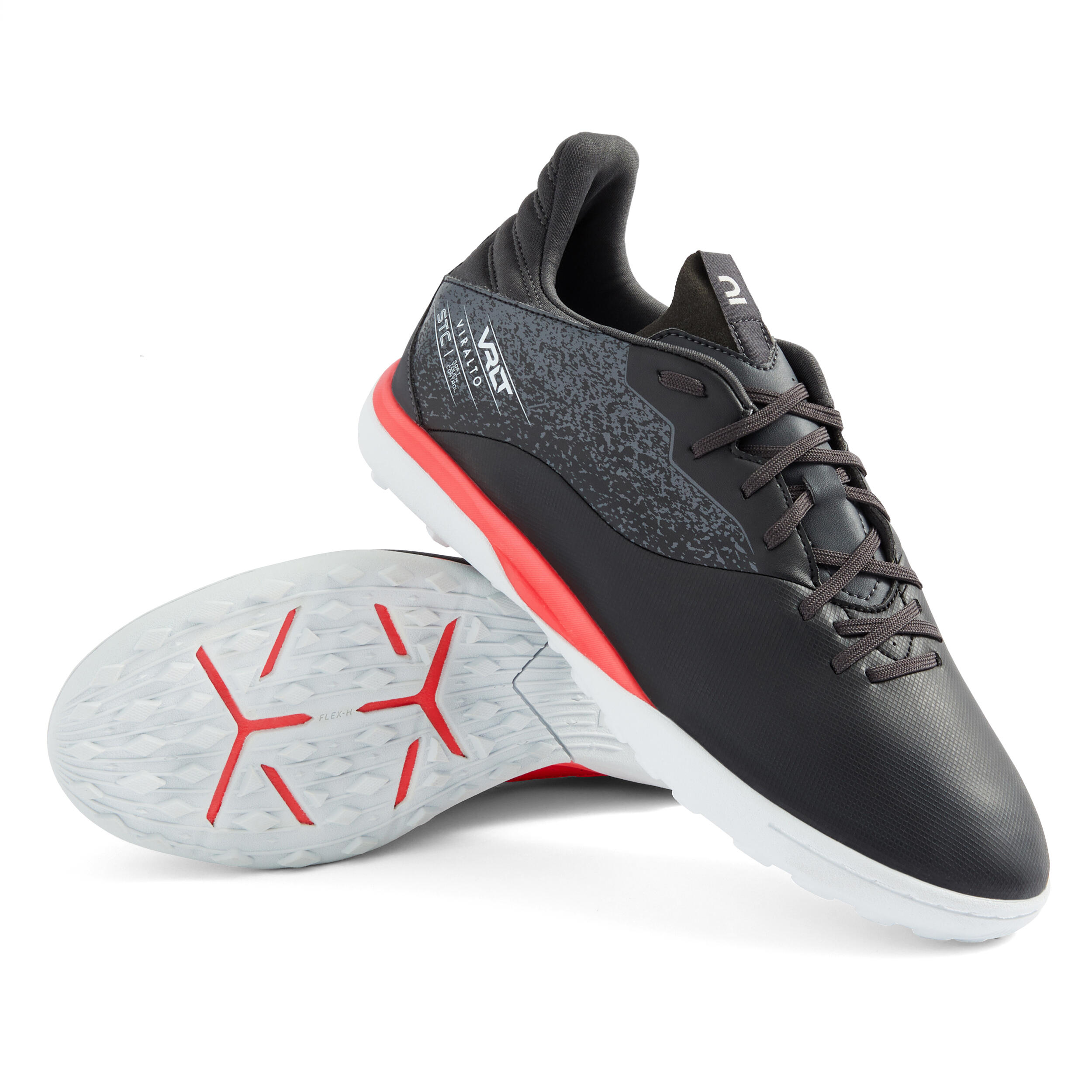 Guayos de fútbol para adulto Kipsta Viralto Turf TF negro y rojo ...