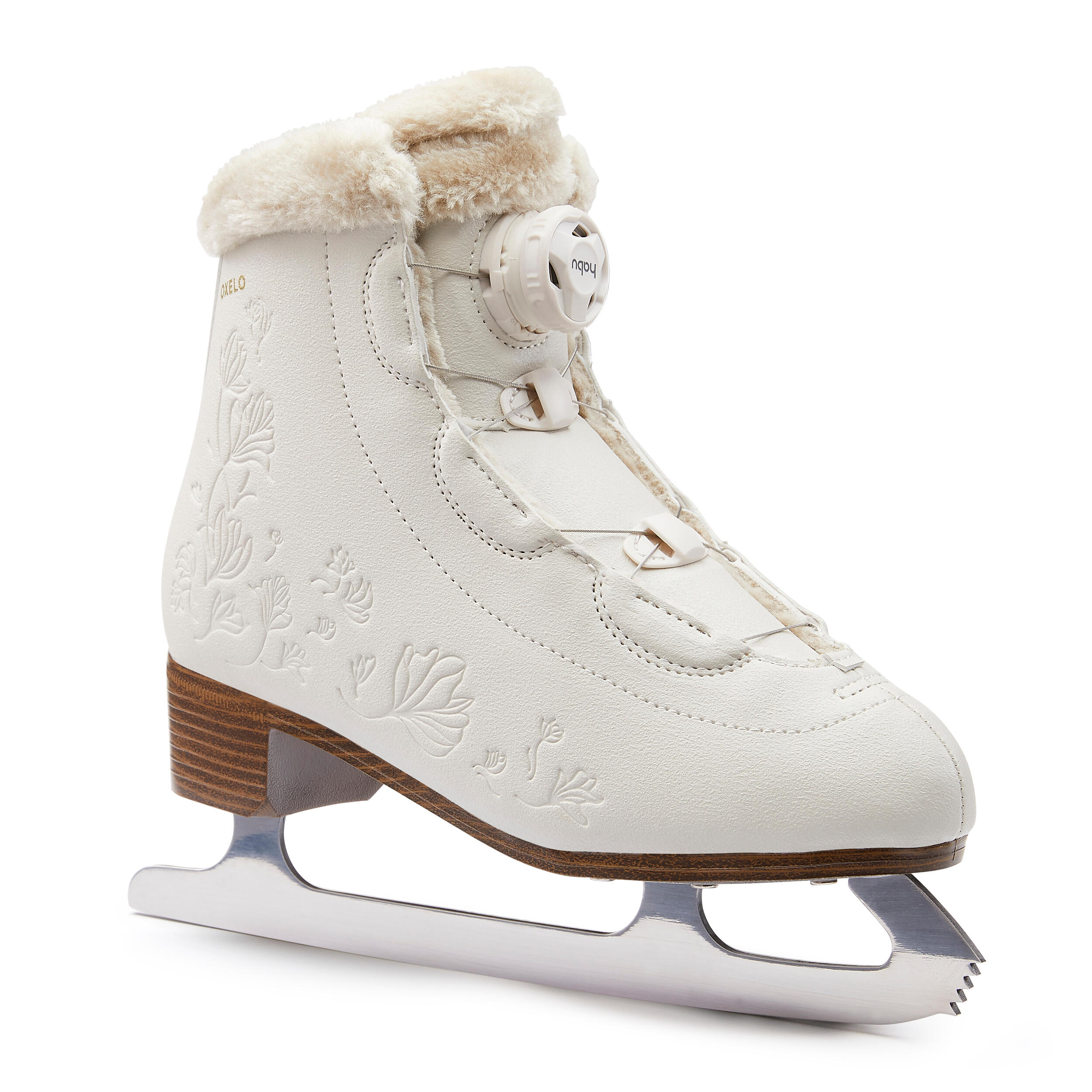 Women's Ice Skates - 520 - Beige, Army brown - Oxelo - Decathlon