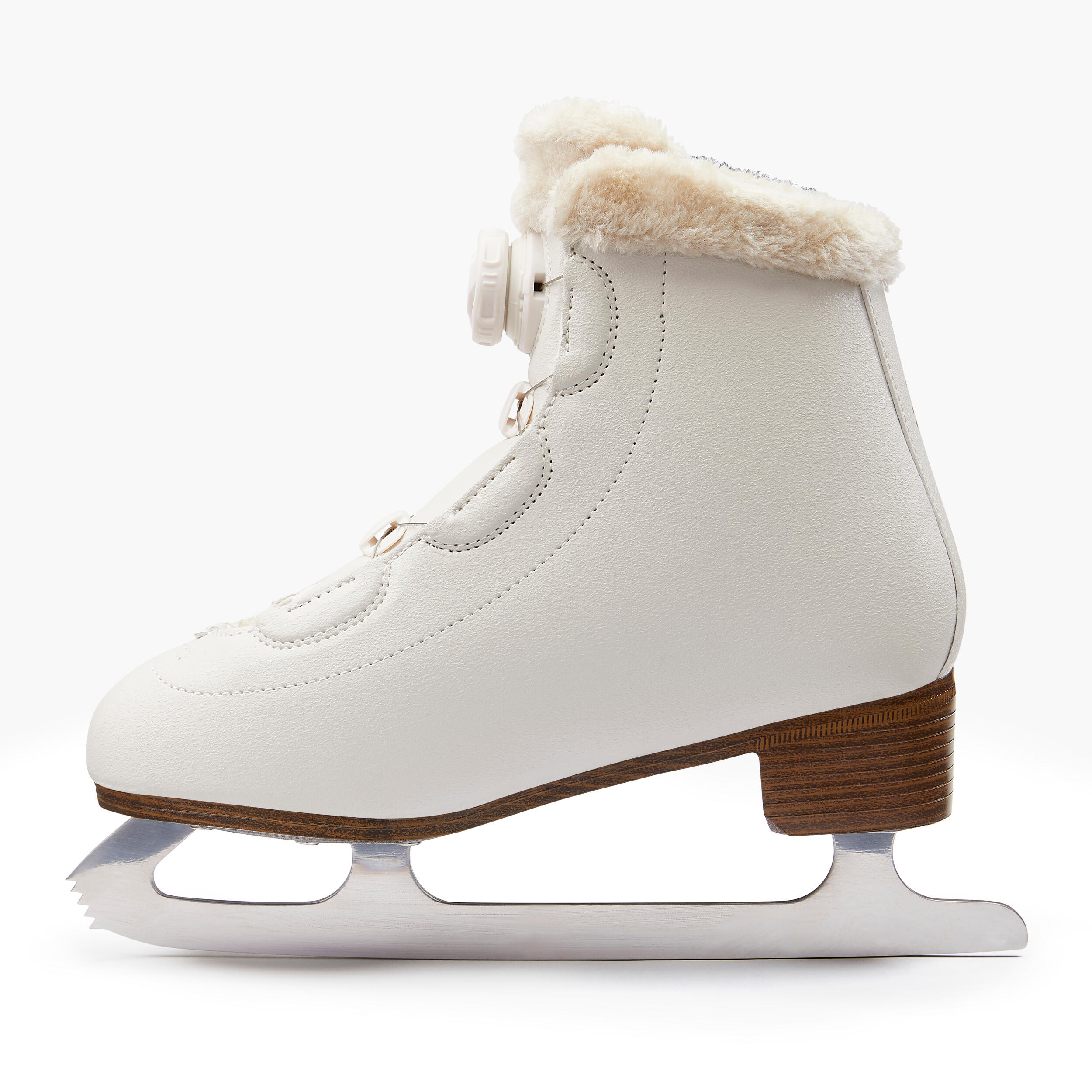 Women's Ice Skates - 520 - Beige, Army brown - Oxelo - Decathlon