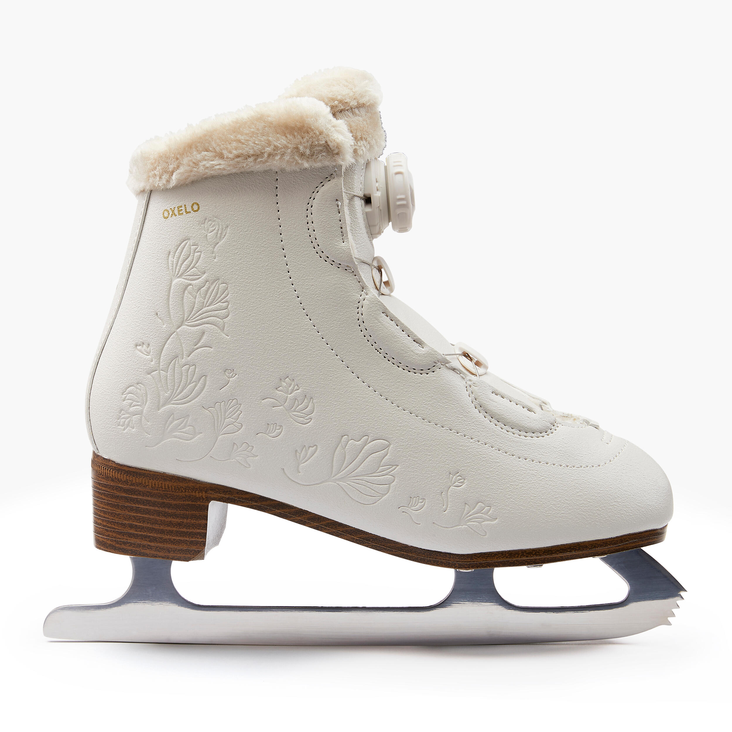 Patins à glace femme - 520 - Beige, Brun armé - Oxelo - Décathlon