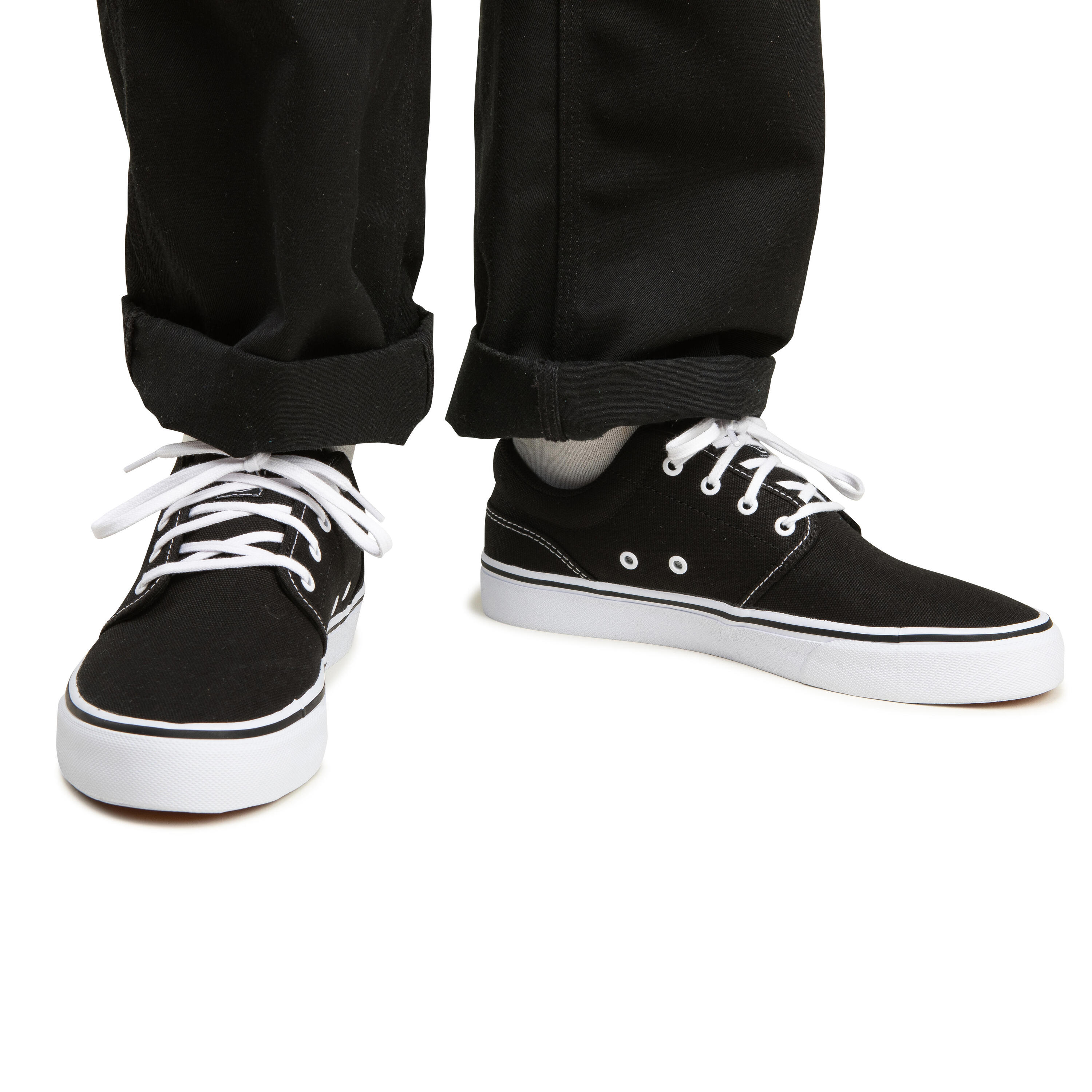 Adult Low-Top Skateboarding Longboarding Shoes Vulca 100 - Black/White ...