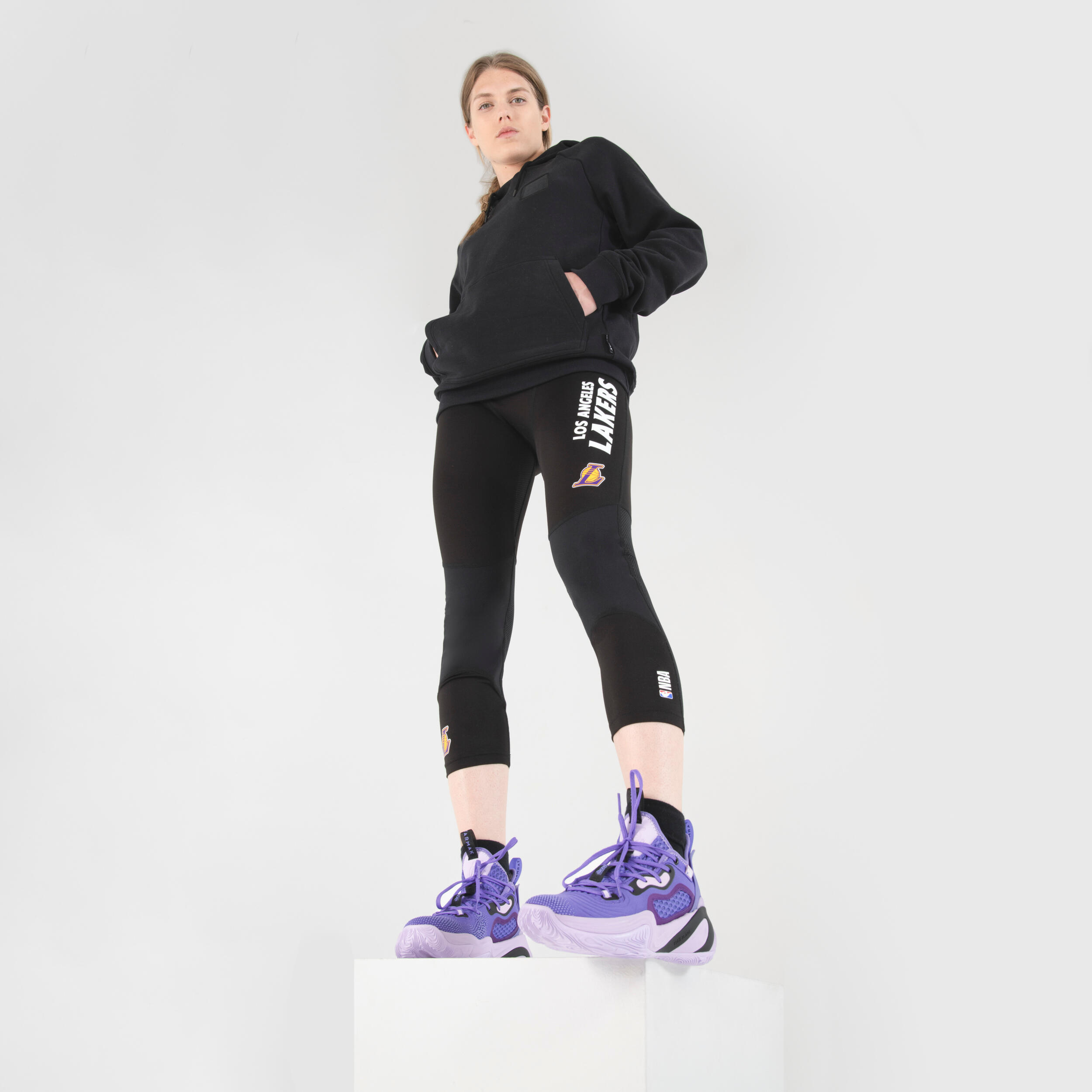 Licra de baloncesto NBA corte 3/4 para adulto Tarmak Lakers L500 negro ...