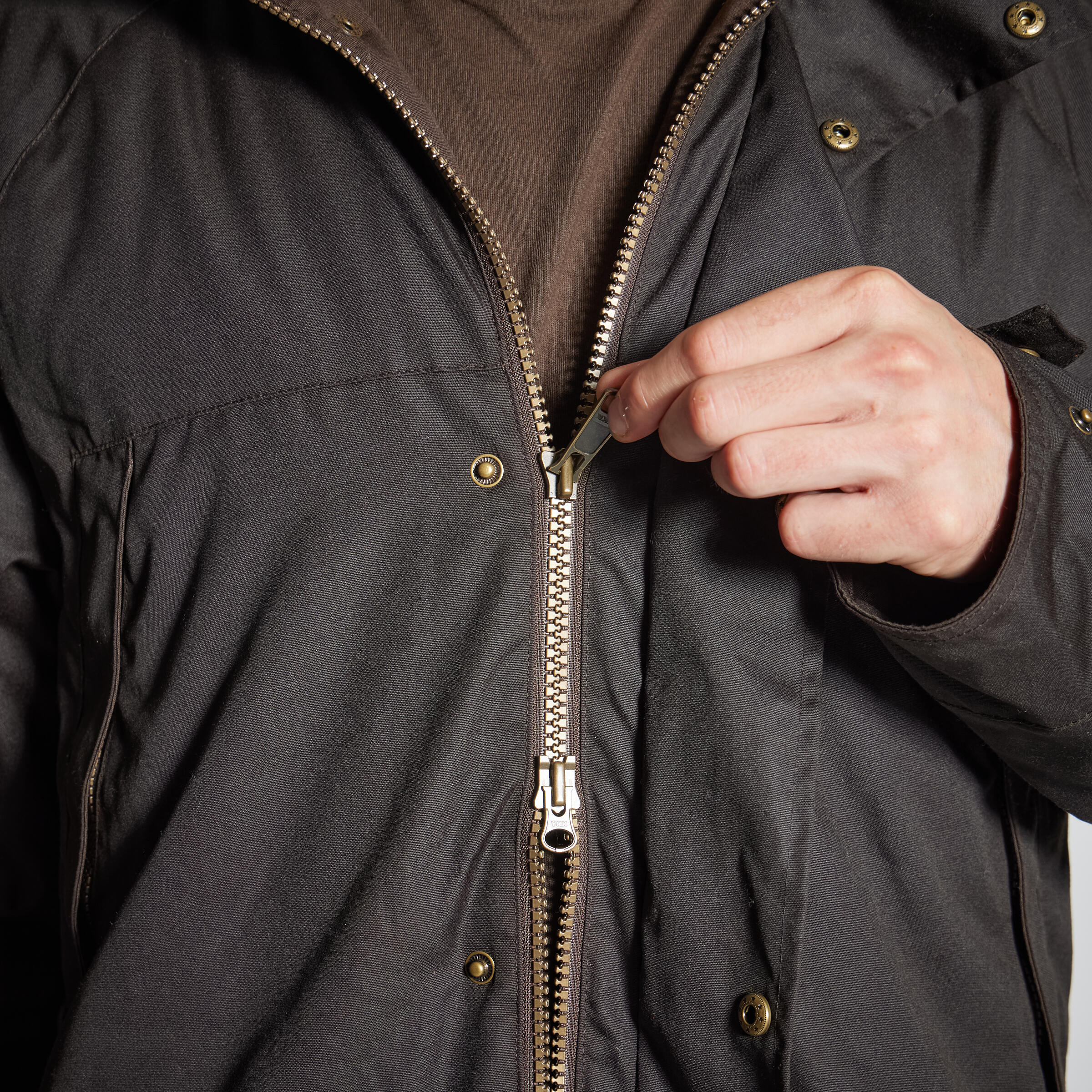 Tweedehands - Warme jas 500 gewaxt katoen bruin - ZEER GOED SOLOGNAC | Decathlon