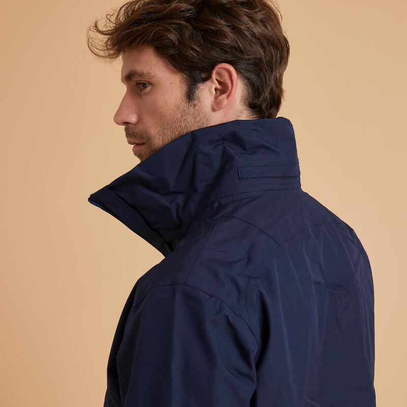 Men's Horse Riding Waterproof Anorak - Blue Black/Dark Blue FOUGANZA ...