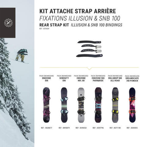paire d'attache de strap arrière pour fixations de snowboard wedze ...