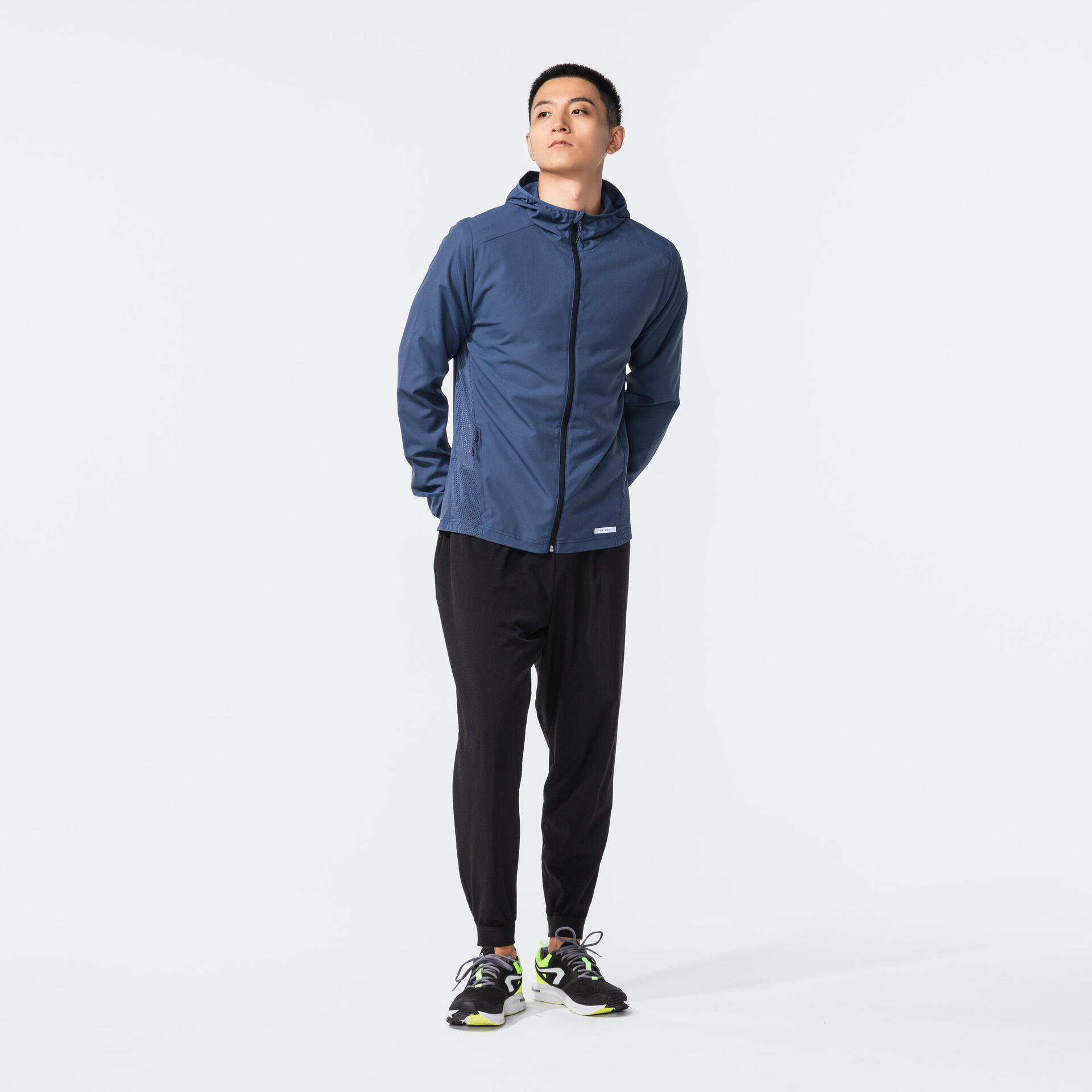 MEN RUN JACKET WIND HOOD BLUE CN