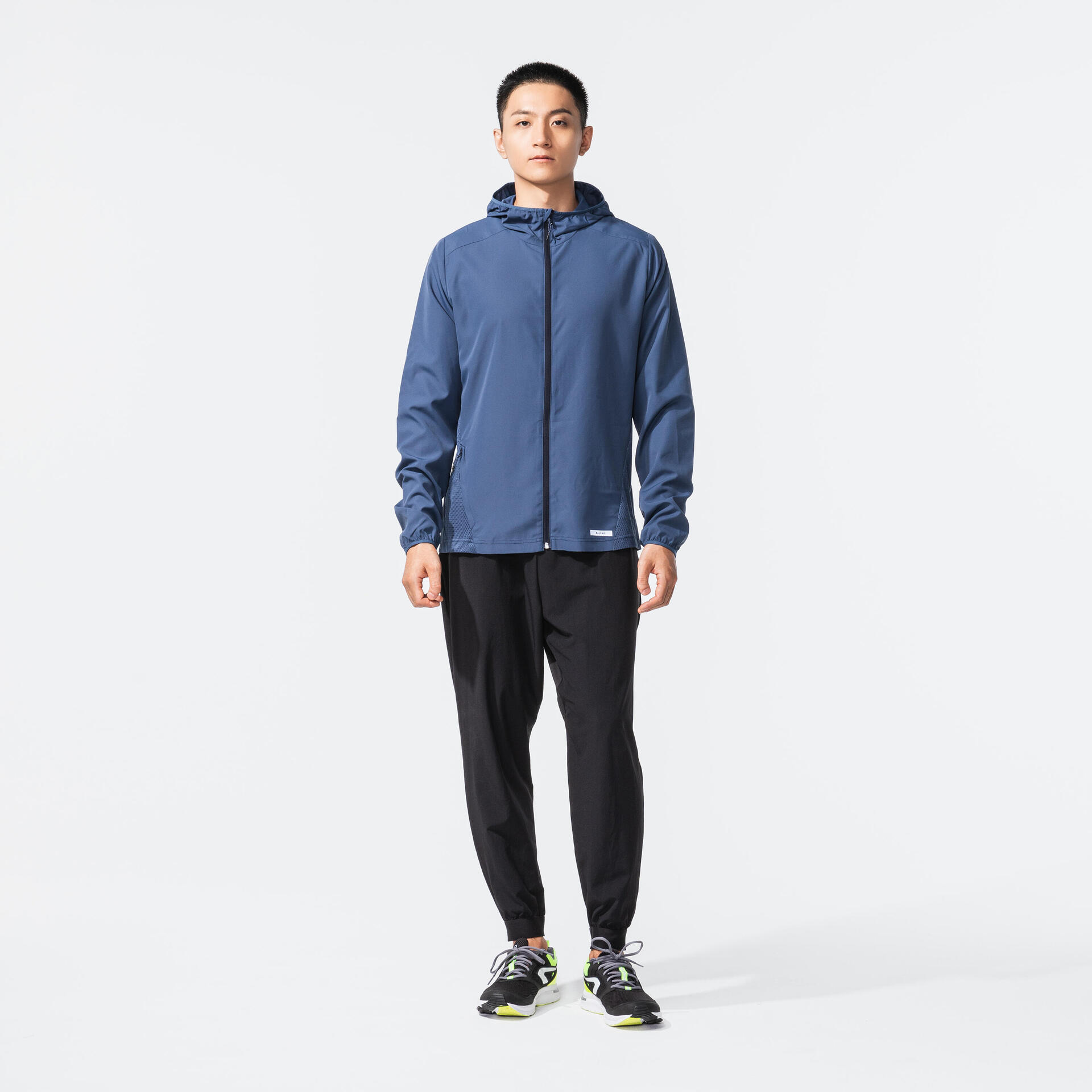 Men run jacket wind hood blue cn