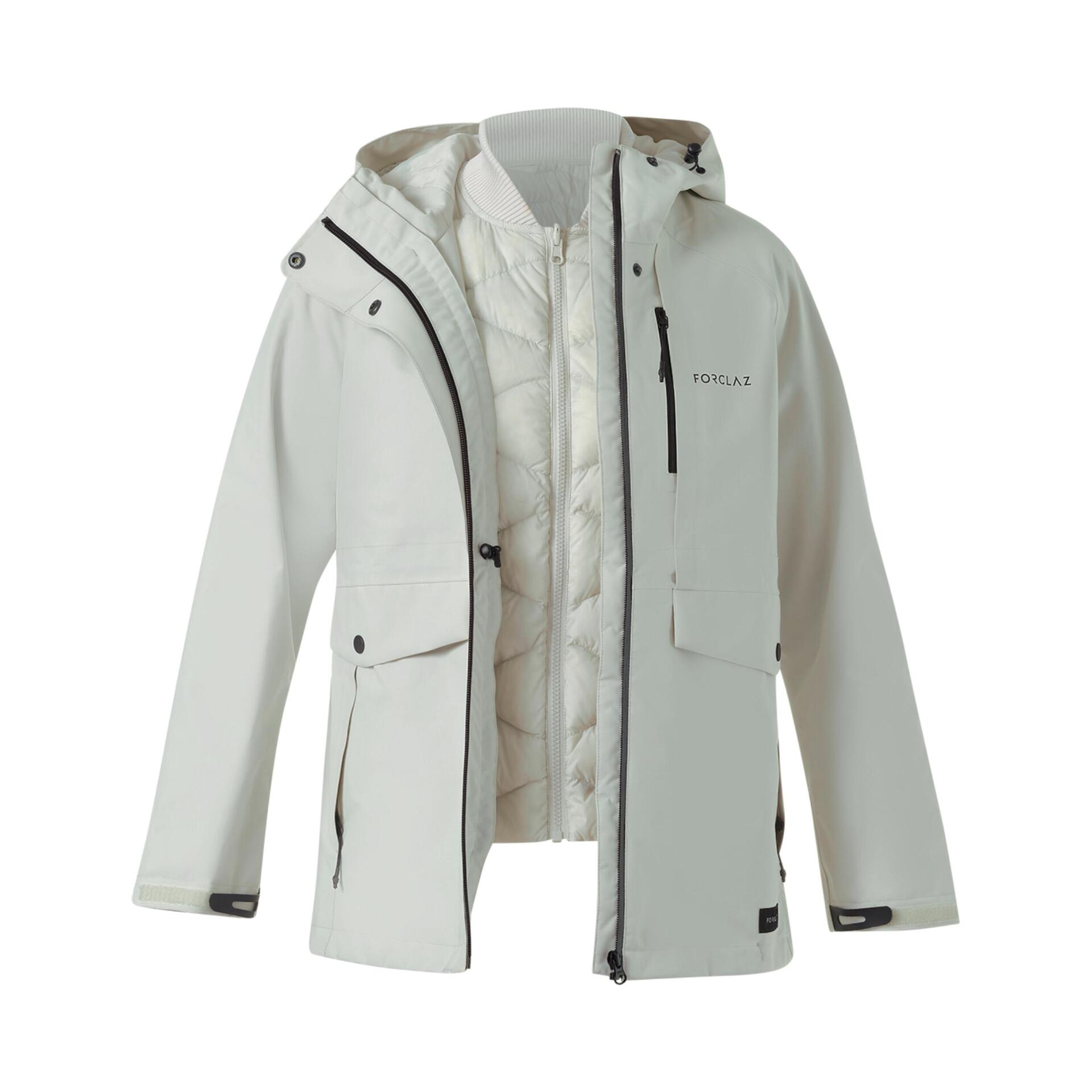 -5°C Women's 3-in-1 Down Snow Hiking Jacket - NH500 - Beige