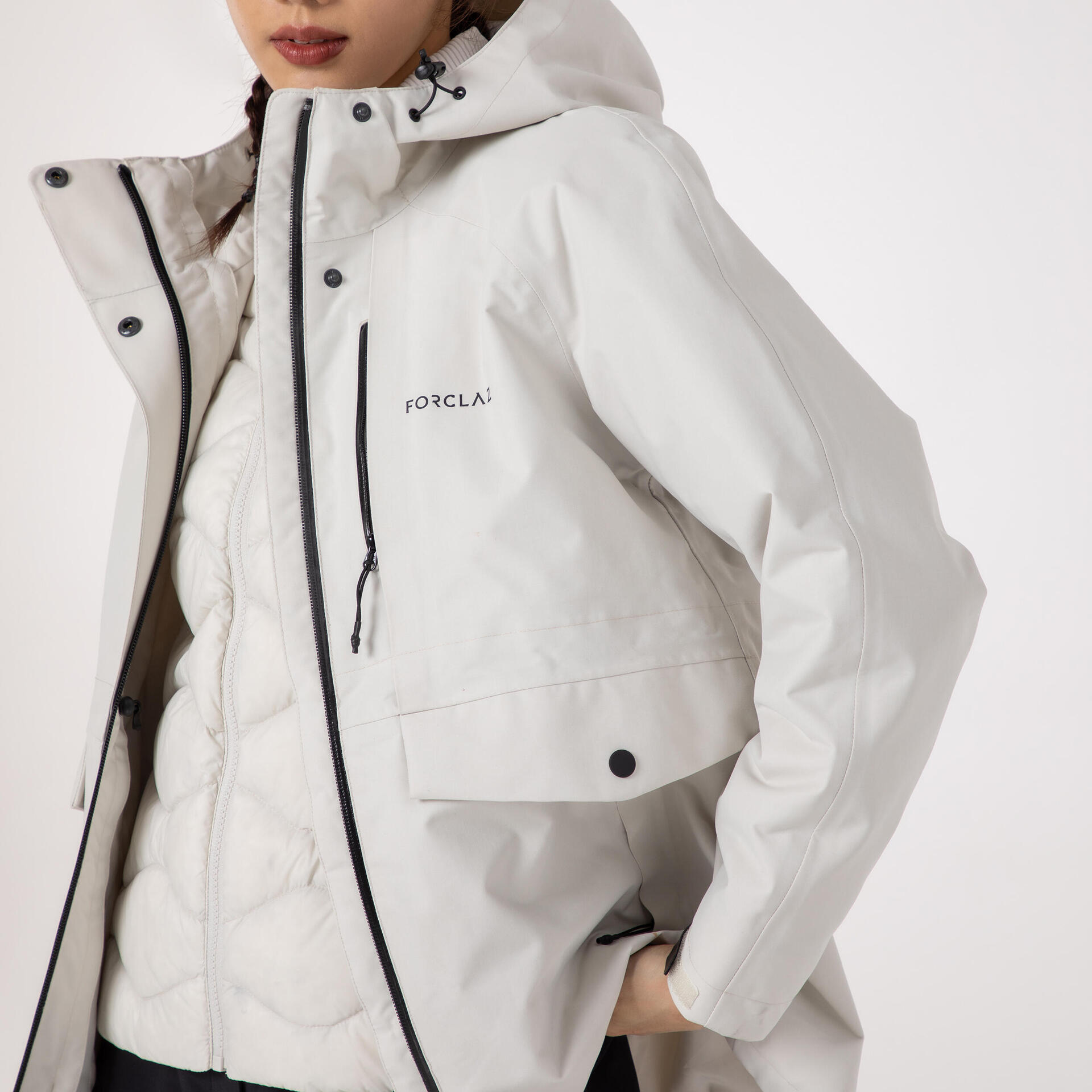 -5°C Women's 3-in-1 Down Snow Hiking Jacket - NH500 - Beige