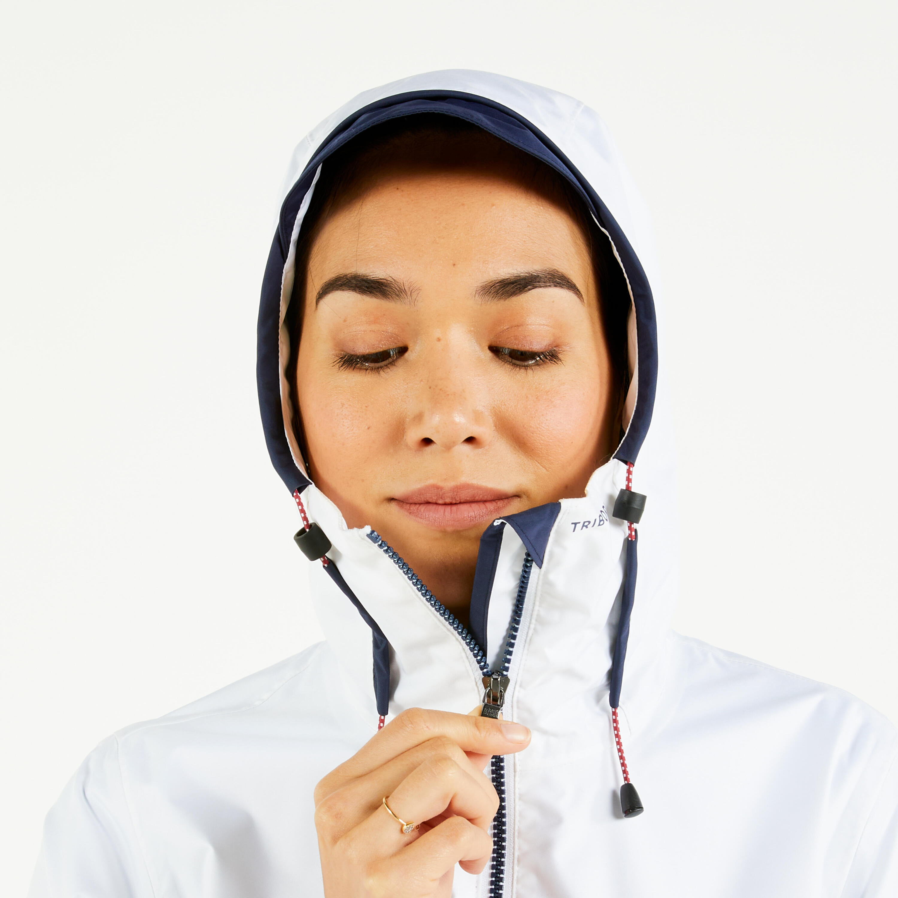Womens Waterproof Sailing Jacket Wet Weather Jacket Sailing 100 White Tribord Decathlon