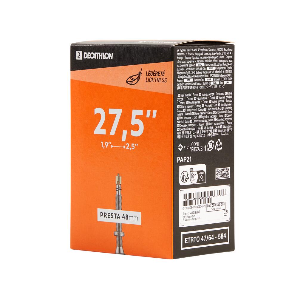Camera d'aria MTB 27,5x1,9-2,5 PRESTA 48 LIGHT | DECATHLON