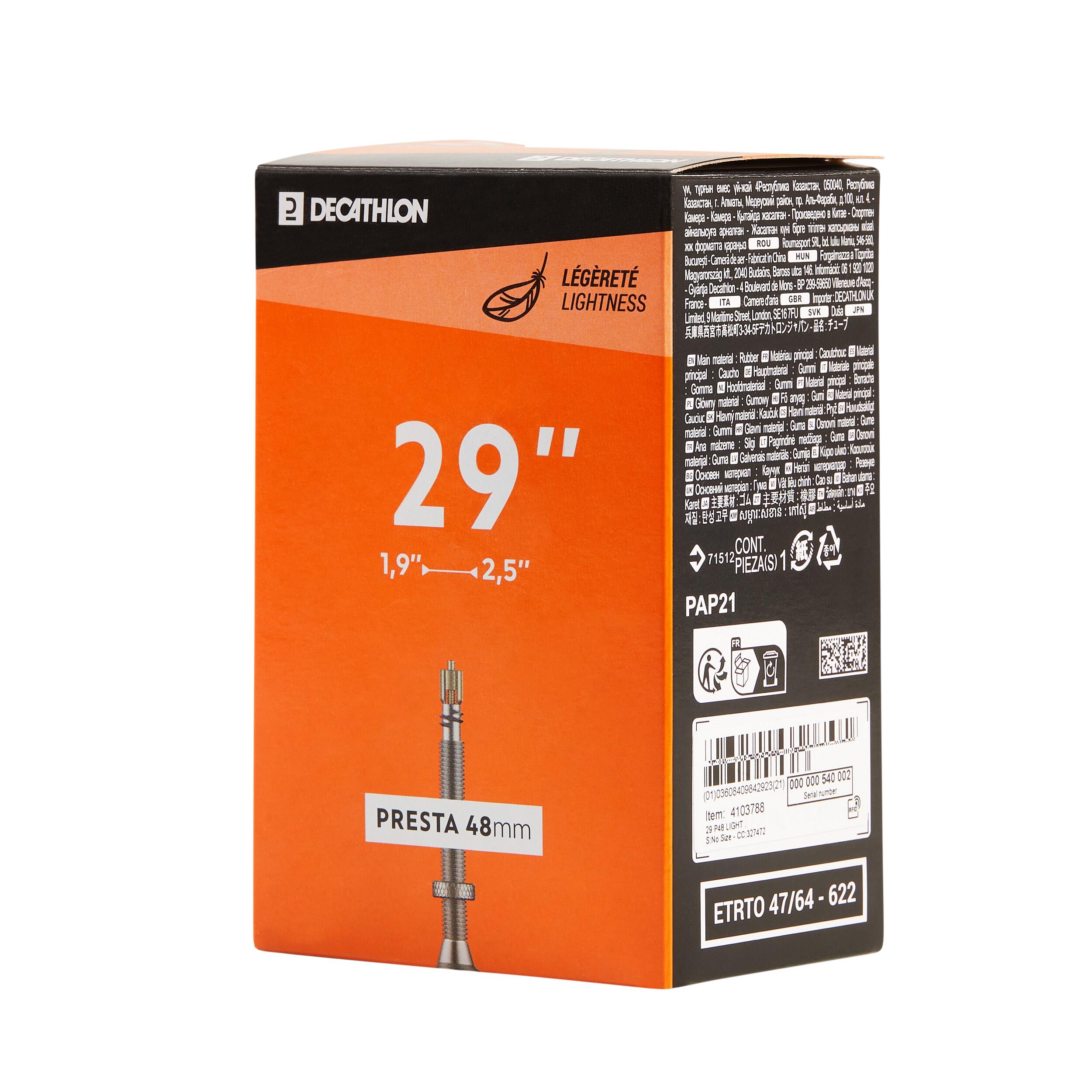 Camera d'aria MTB 29x1,9-2,5 PRESTA 48 LIGHT DECATHLON | DECATHLON