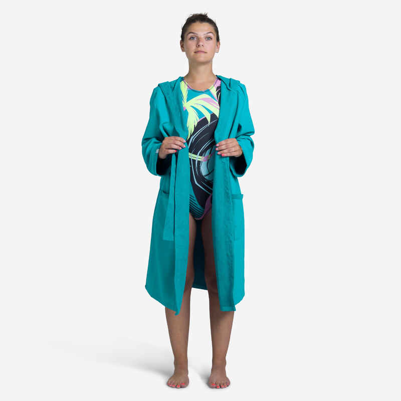 WOMEN'S COMPACT POOL BATHROBE BLUE LUXURY - Decathlon