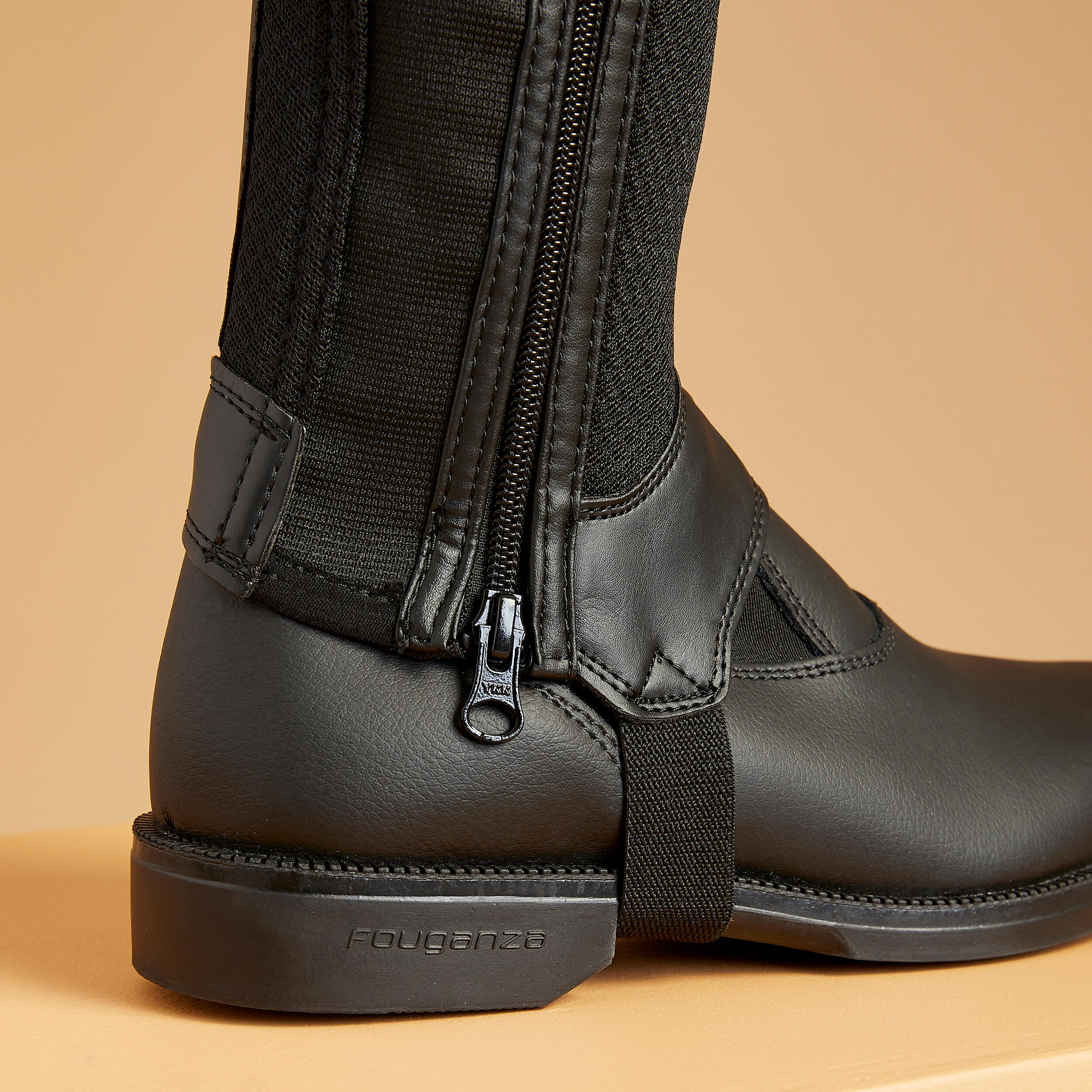 Mini-chaps d'équitation en mesh - 100 noir - Fouganza - Décathlon