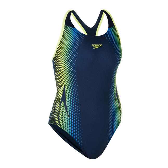 Maillot de Bain 1 Pièce Natation Femme SPEEDO FLYBACK DIGI Bleu foncé ...