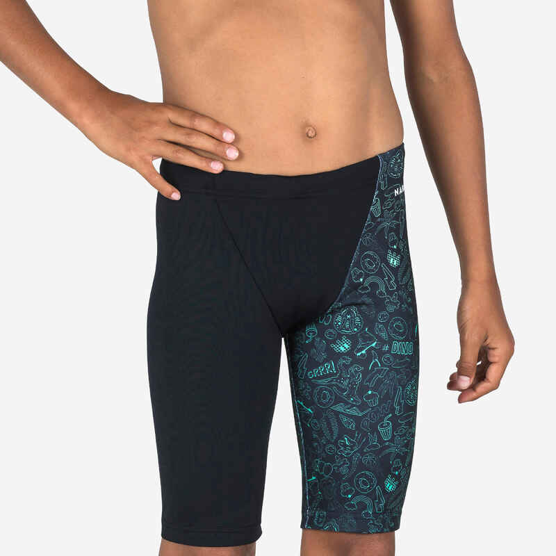 Boys’ Swimming Jammer - Fitib - Black / Dina Yellow / Green - Decathlon