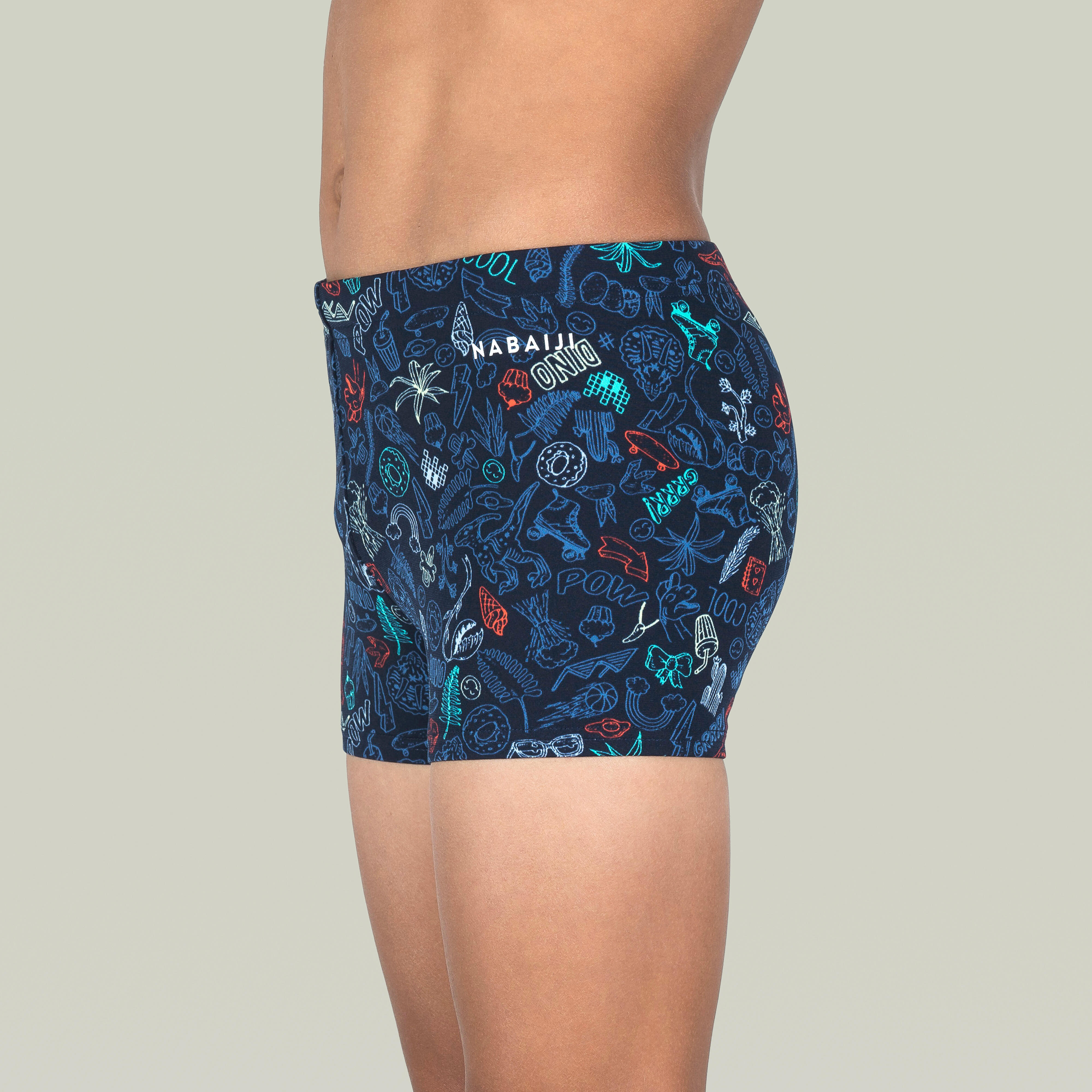 Boy’s Swimming Trunks - Fitib - Saur Navy Blue / Orange / Green - Decathlon
