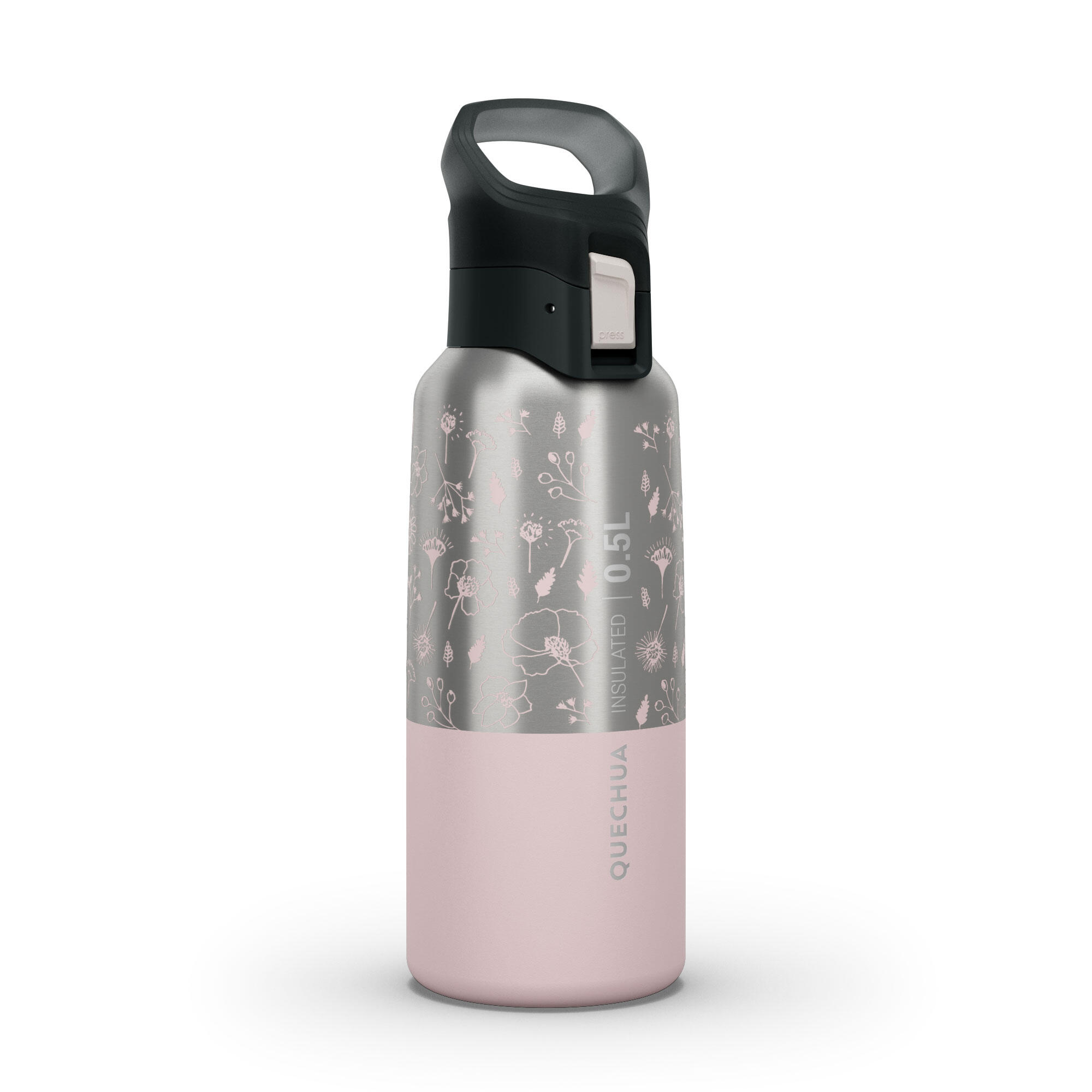 Hiking Insulated Stainless Steel Flask MH500 0.5L Pink