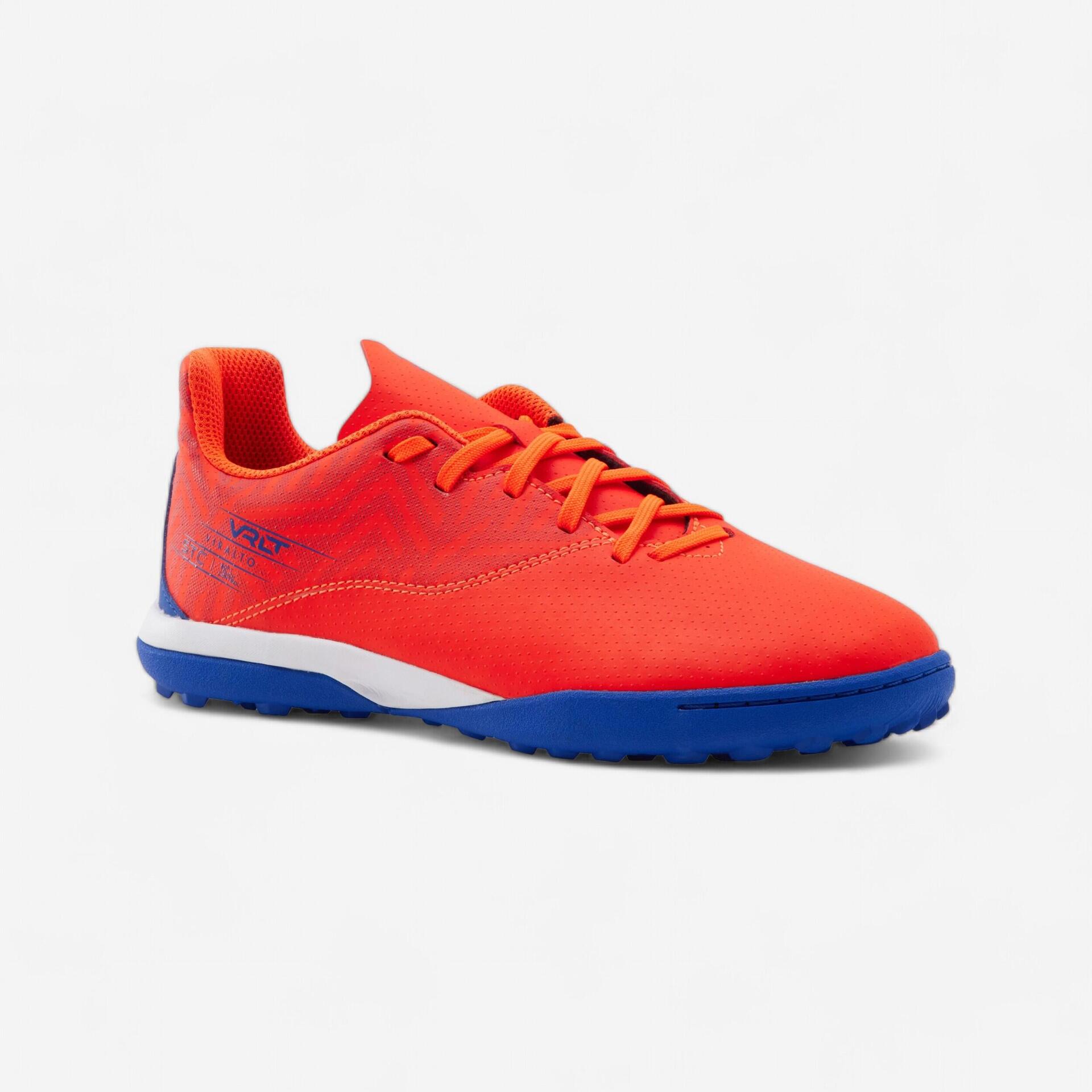 Kids' Lace-Up Football Boots Viralto I Turf TF - Orange/Blue
