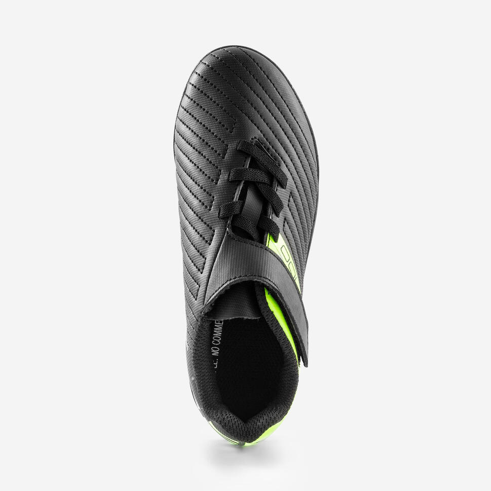 CHAUSSURES DE FOOTBALL ENFANT A SCRATCH 100 EASY AG/FG NOIR ET JAUNE ...