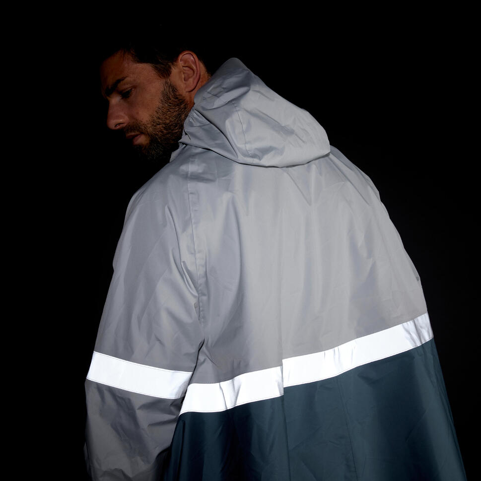 Night Visibility City Bike Rain Poncho 540 - Blue/Grey | Decathlon