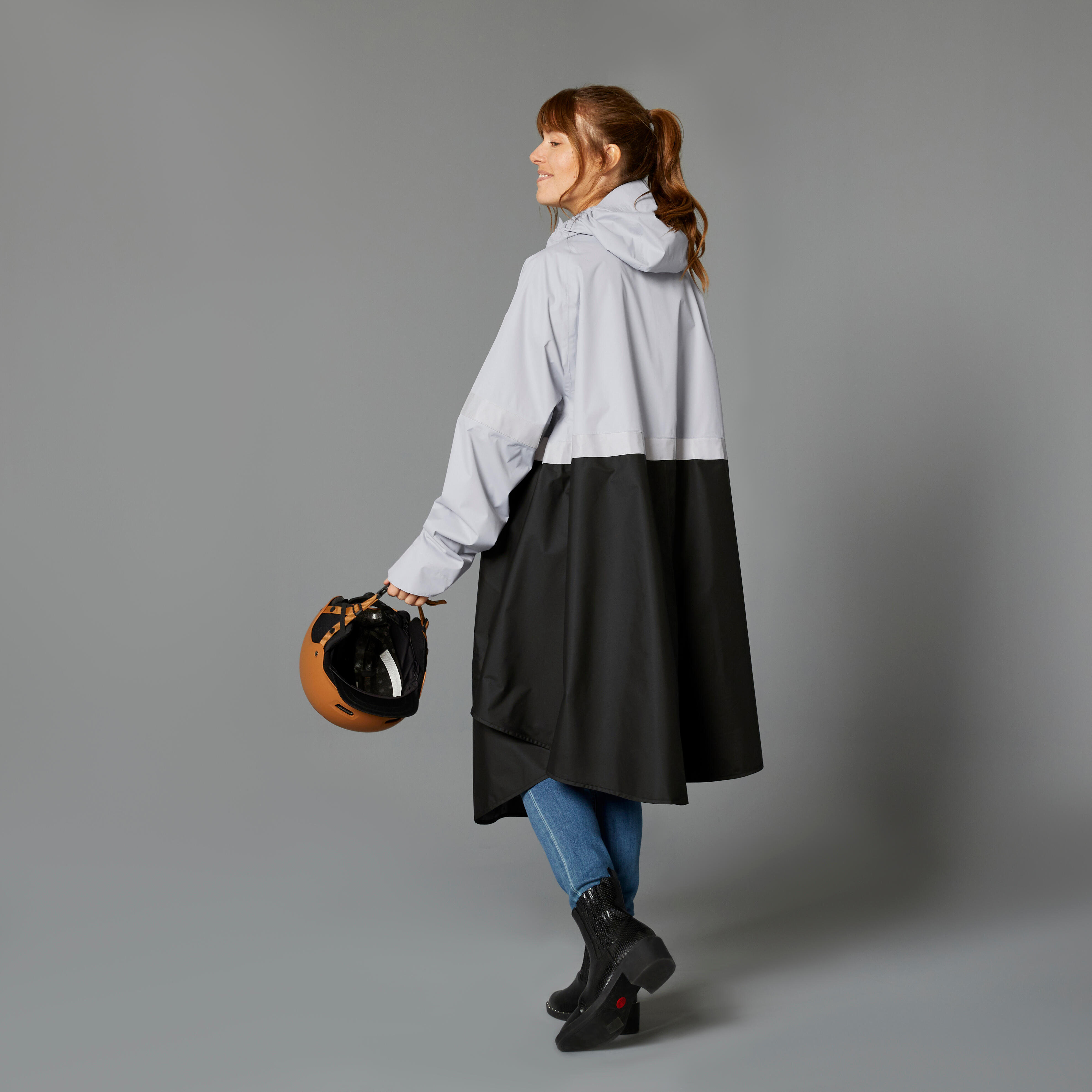 Night Visibility City Bike Rain Poncho - 540 - Silver grey, smoked ...